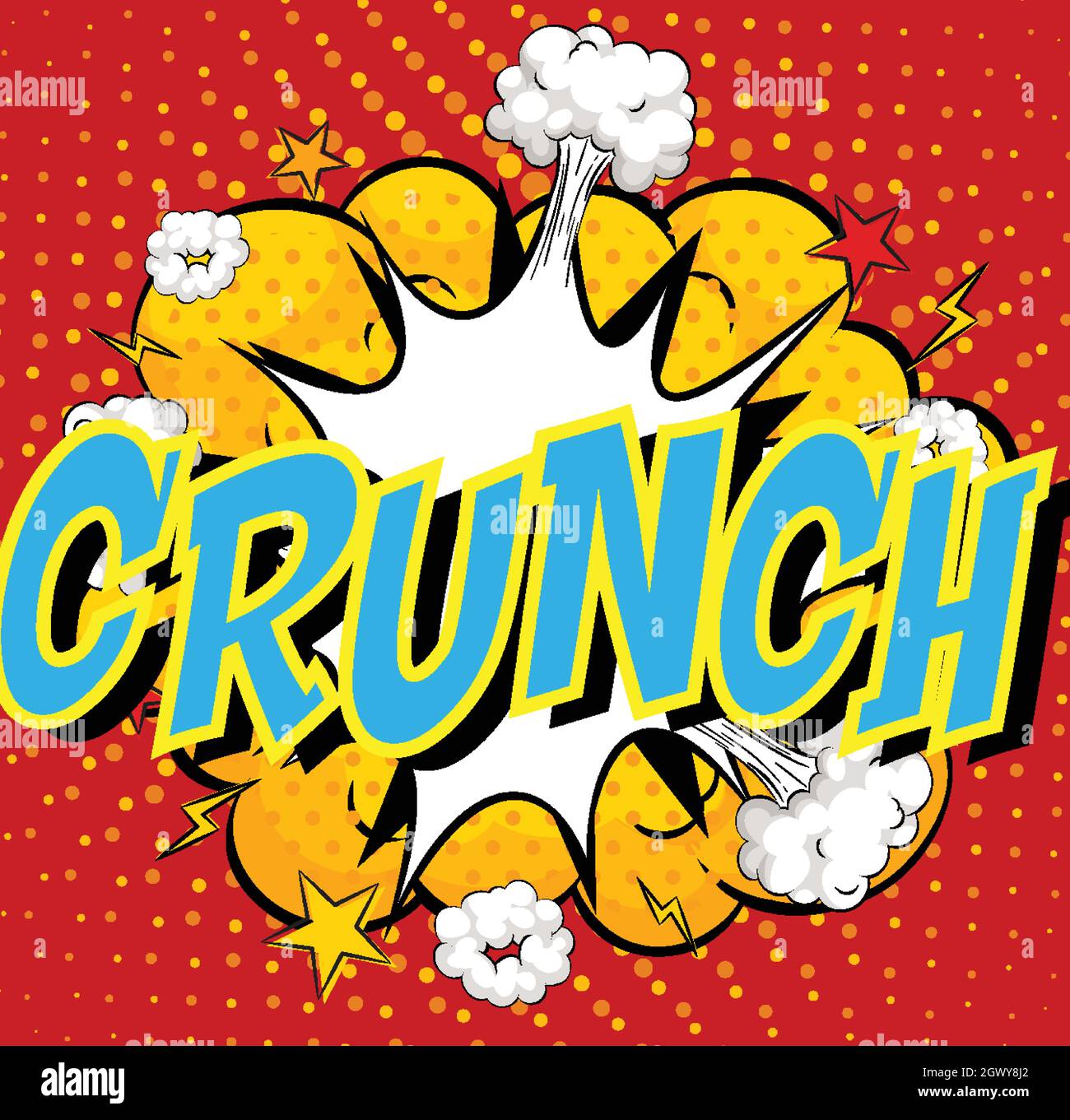 Word crunch on comic cloud explosion background illustration Stock ...