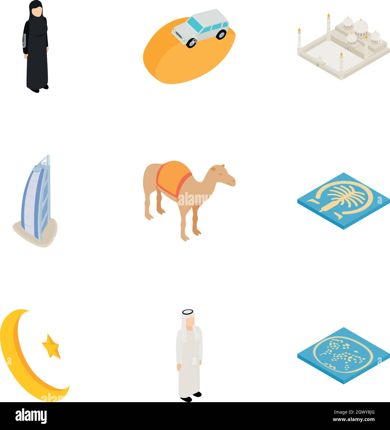 Symbols of UAE icons set, isometric 3d style Stock Vector Image & Art ...