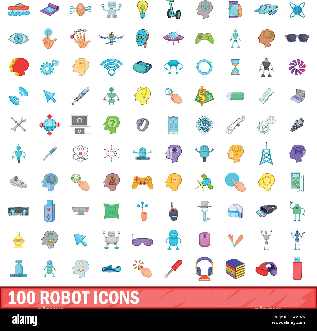 100 robot icons set, cartoon style Stock Vector Image & Art - Alamy
