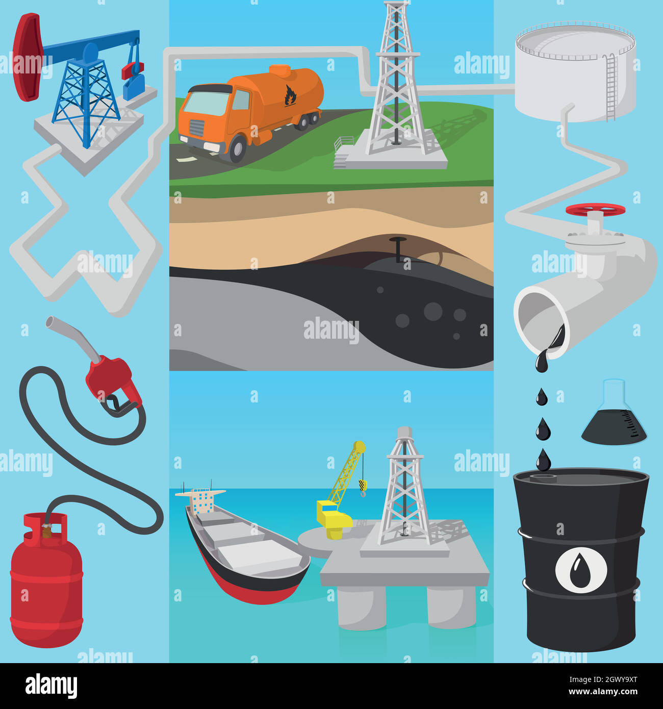 Oil industry transit concept, cartoon style Stock Vector Image & Art ...