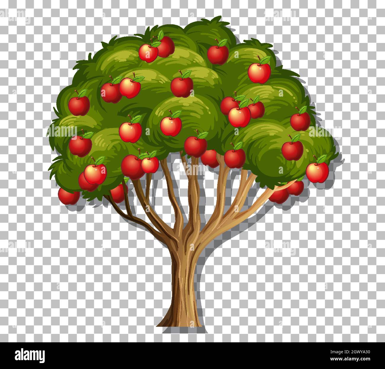 Apple tree on transparent background illustration Stock Vector Image ...