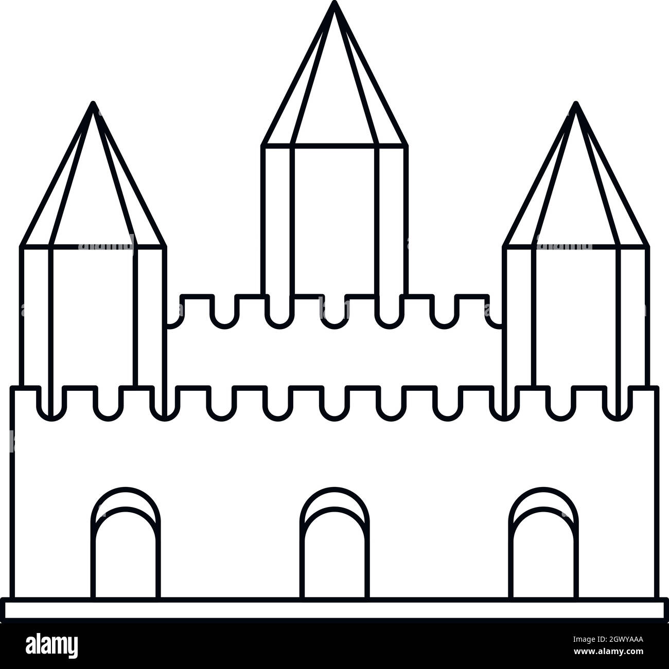 Ancient fort with towers icon, outline style Stock Vector Image & Art ...