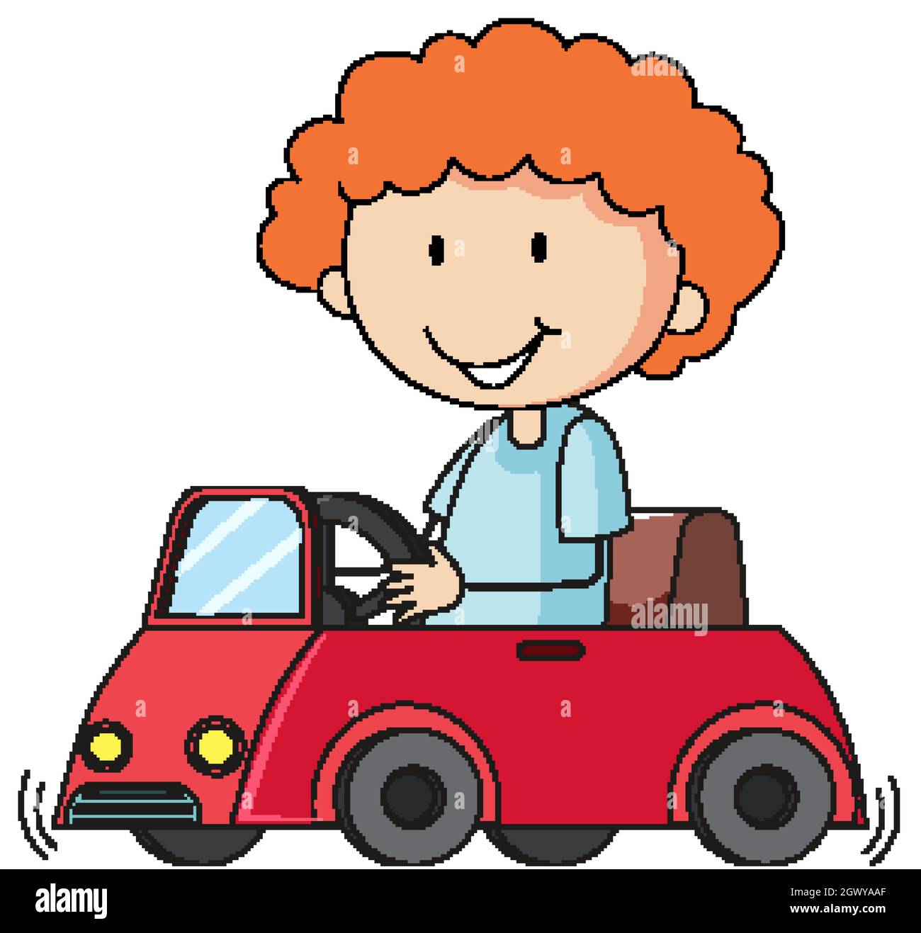 A boy in a car toy cartoon character isolated illustration Stock Vector ...