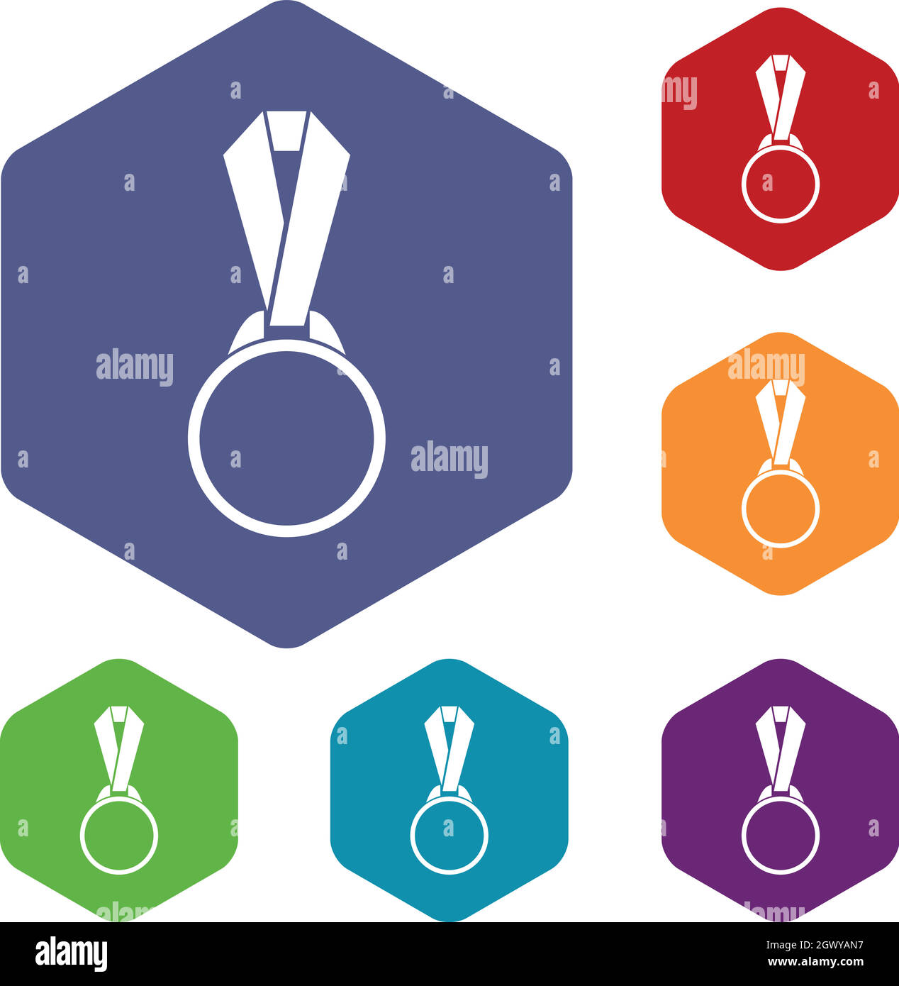 Round medal with ribbon icons set Stock Vector Image & Art - Alamy