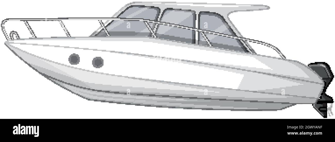 Speedboat or motorboat isolated on white background illustration Stock ...