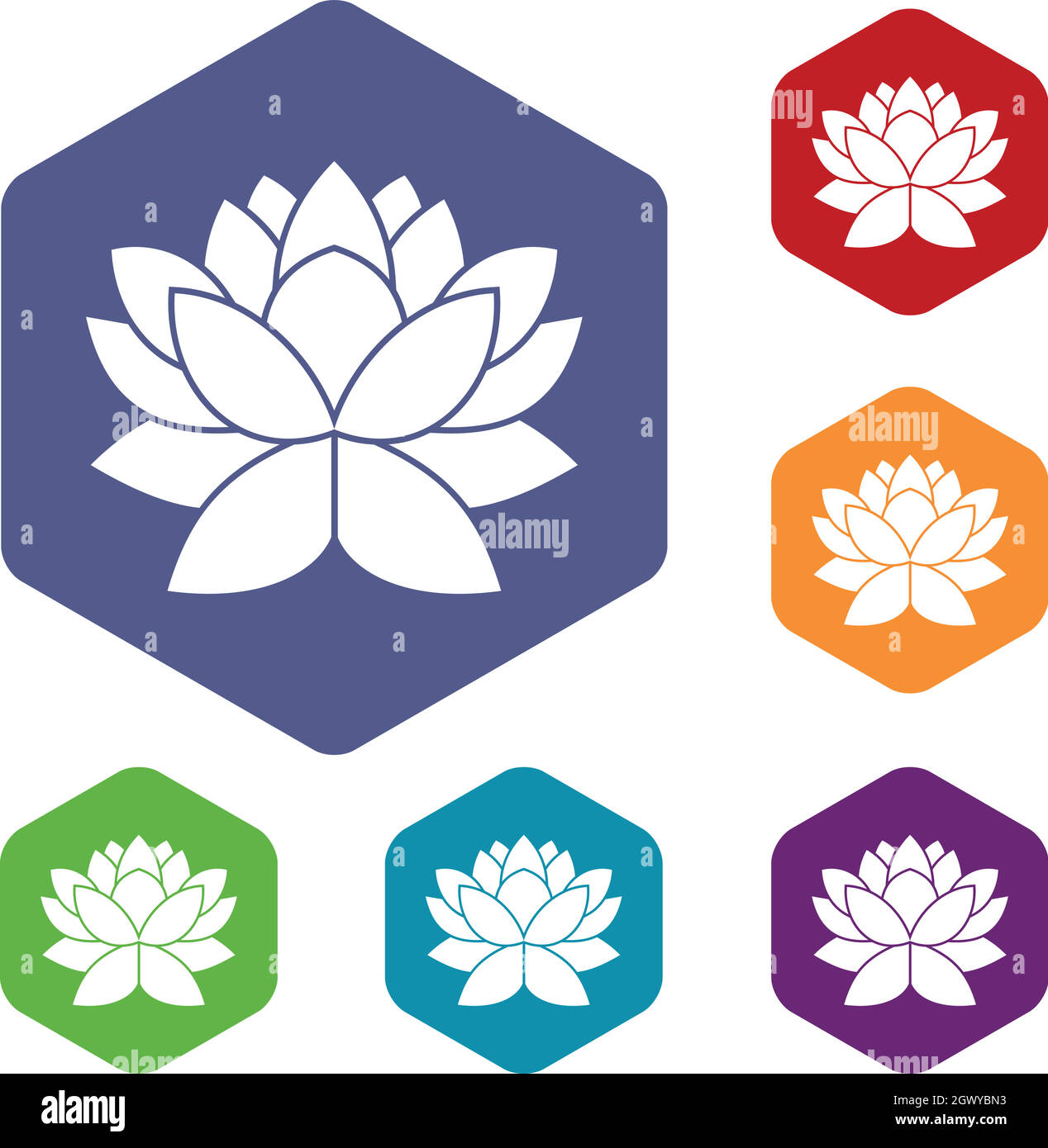 Lotus flower icons set Stock Vector Image & Art - Alamy