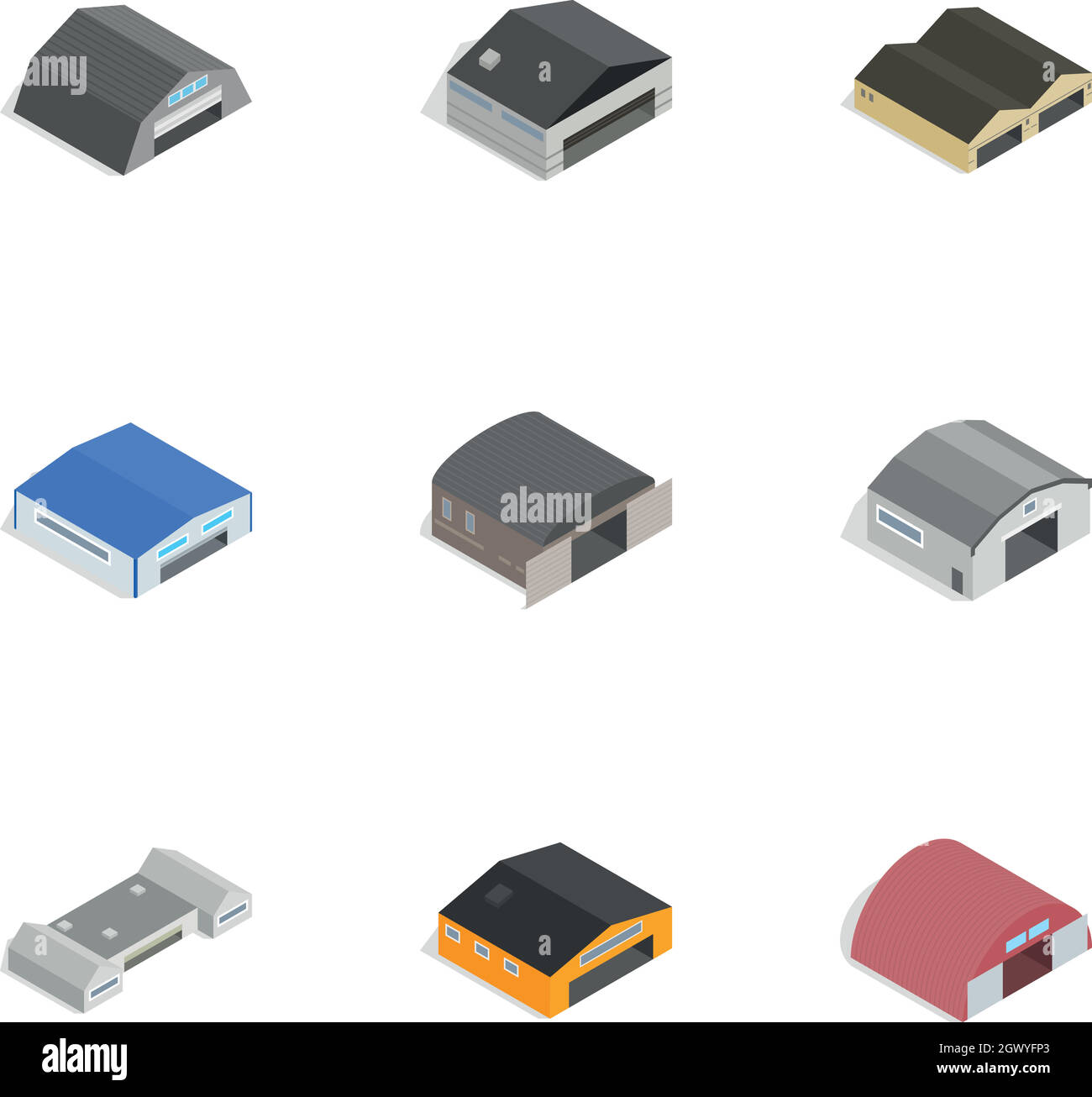 Vector isometric factory building Cut Out Stock Images & Pictures - Alamy