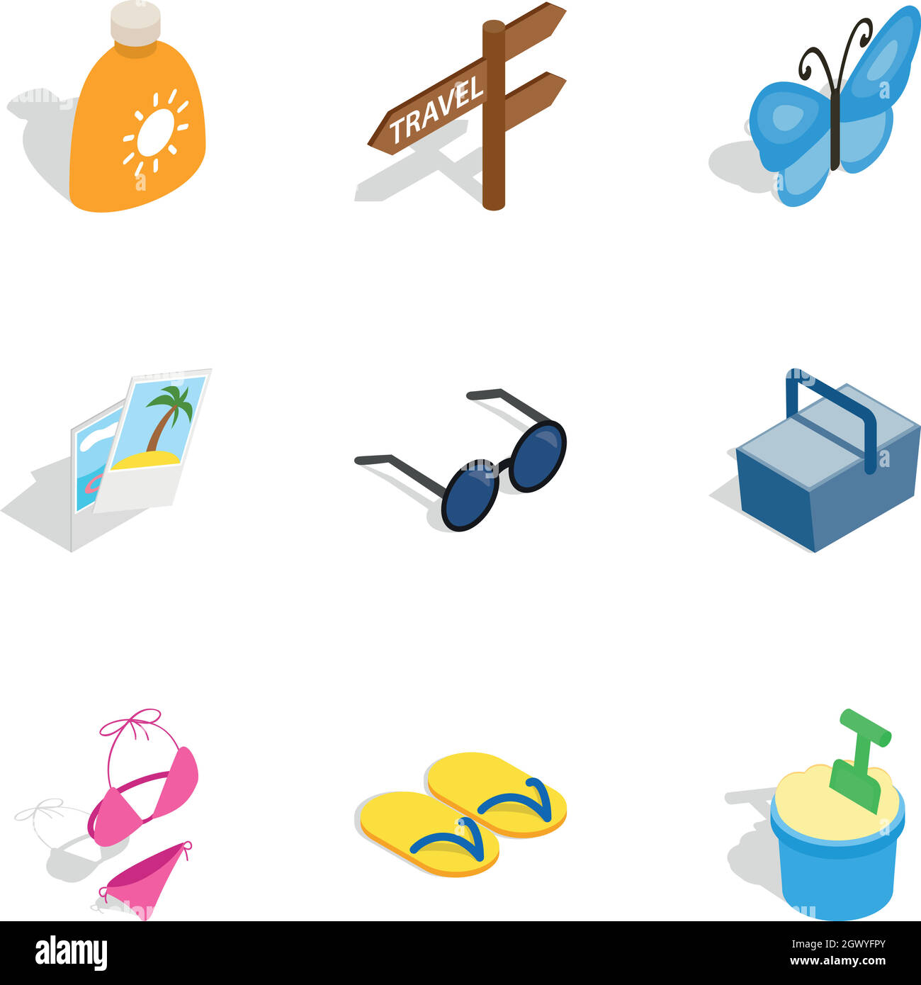 Vacation icons, isometric 3d style Stock Vector Image & Art - Alamy
