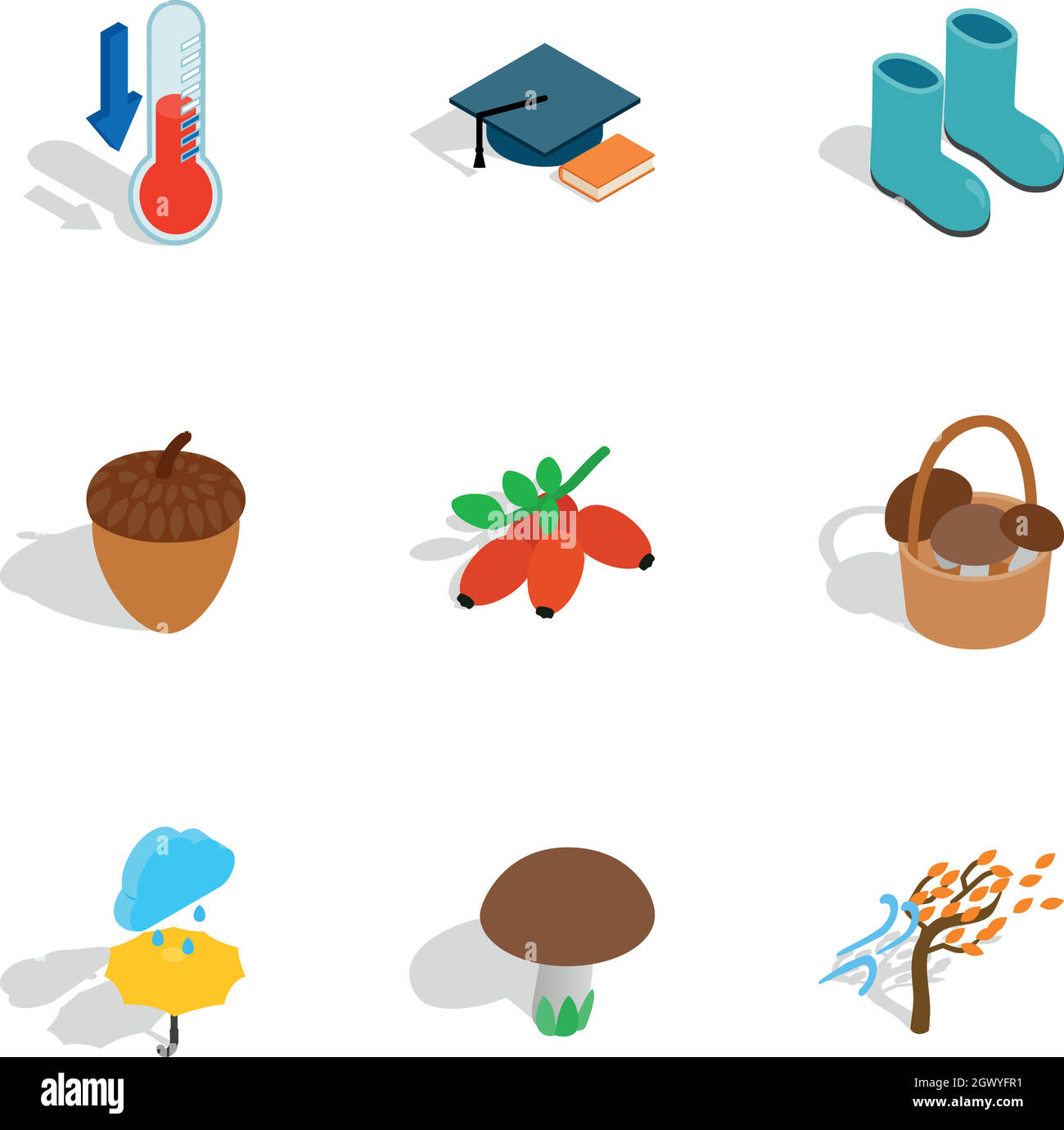 Autumn season icons, isometric 3d style Stock Vector Image & Art - Alamy