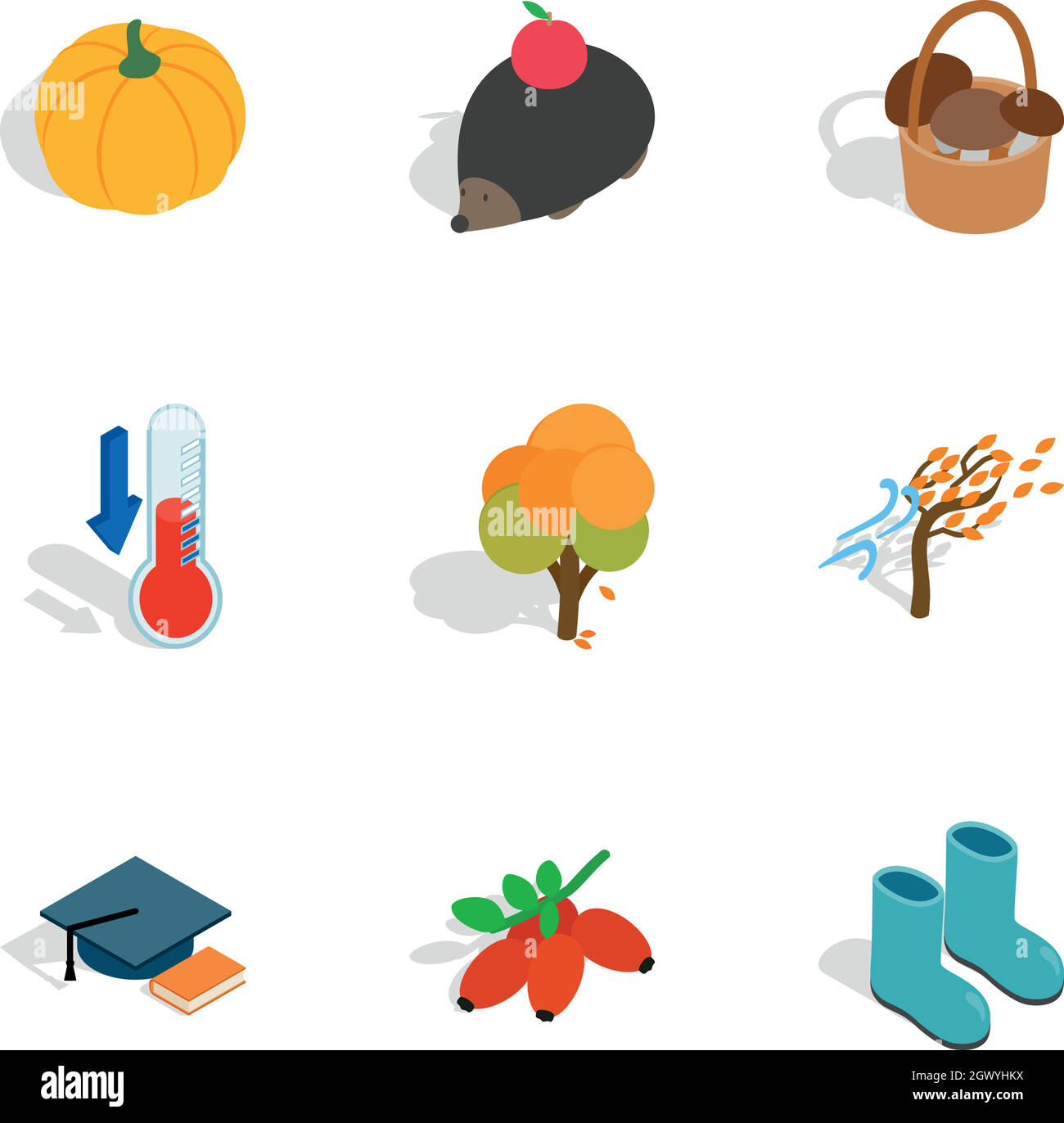 Symbols of autumn icons, isometric 3d style Stock Vector Image & Art ...