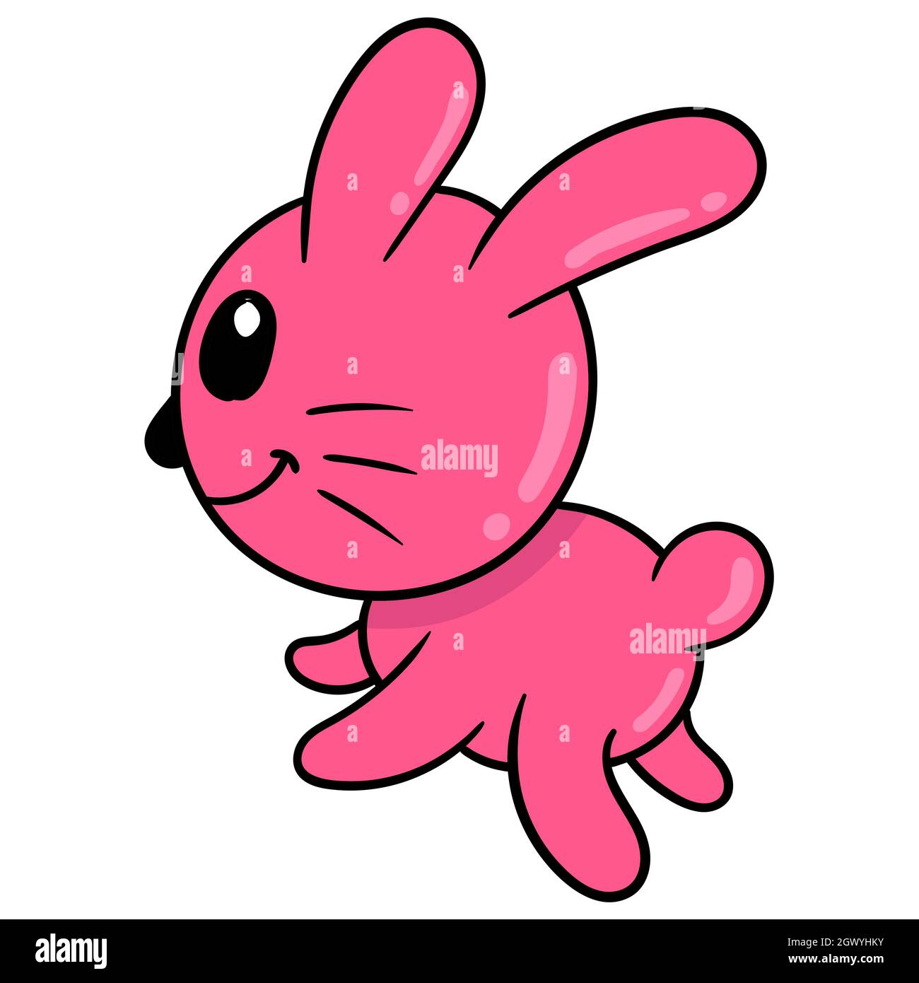 a pink rabbit running around with a happy face Stock Vector Image & Art ...