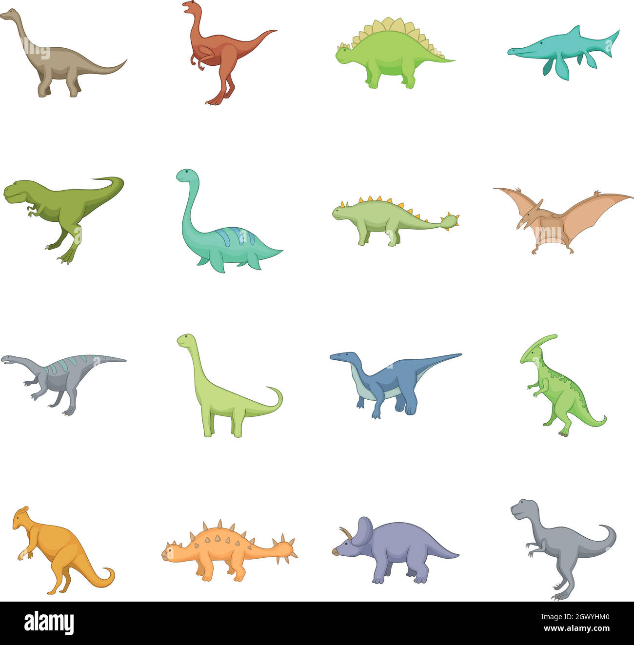 Different dinosaurs icons set, cartoon style Stock Vector Image & Art ...
