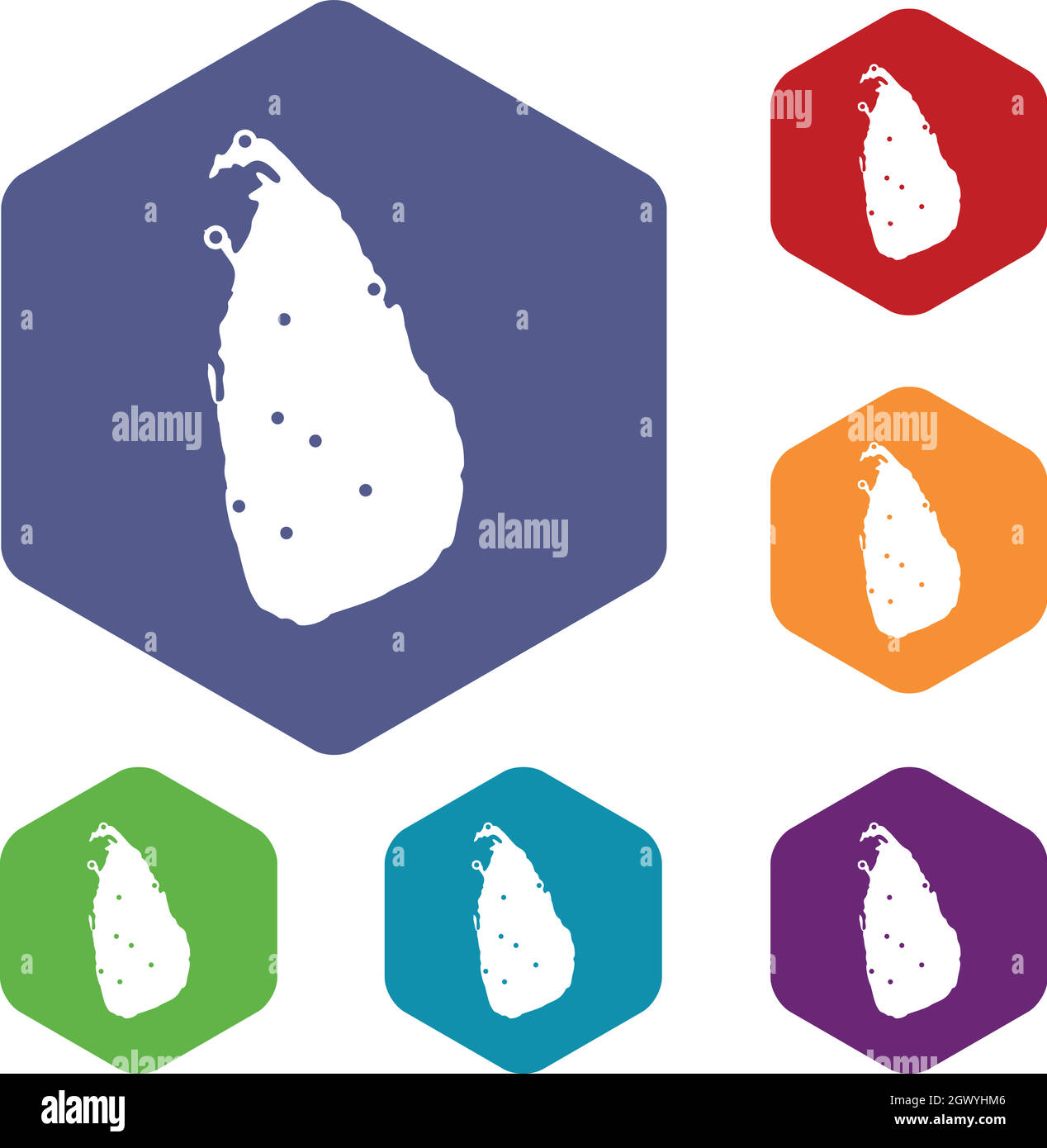 Map of Sri Lanka icons set Stock Vector Image & Art - Alamy