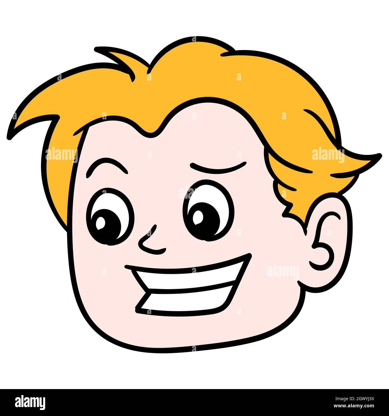 Yellow emoticon guy smiling expression Stock Vector Images - Alamy