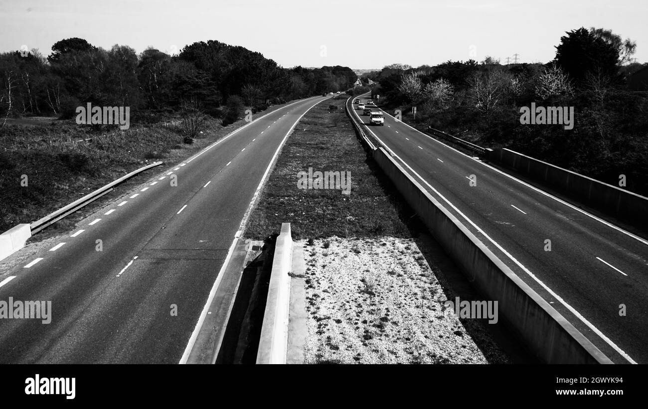 Dual carriageway highway Black and White Stock Photos & Images - Alamy