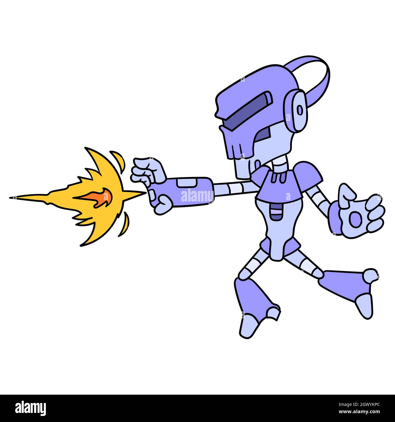 android human robot attack issuing a fireball kick Stock Vector Image ...