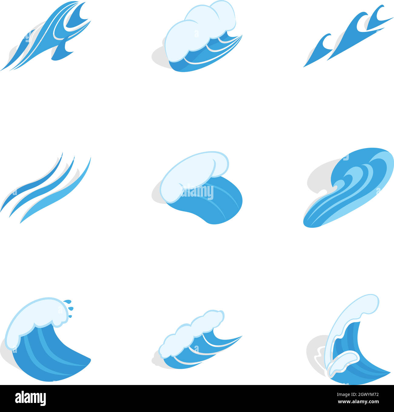 Ocean or sea wave icons, isometric 3d style Stock Vector Image & Art ...