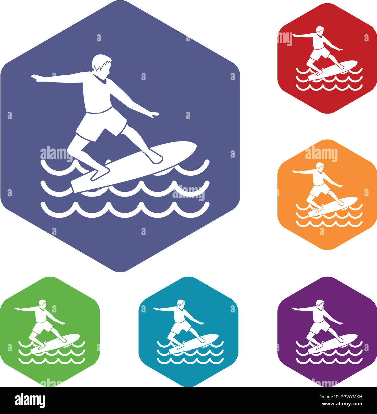 Surfer icons set Stock Vector Image & Art - Alamy