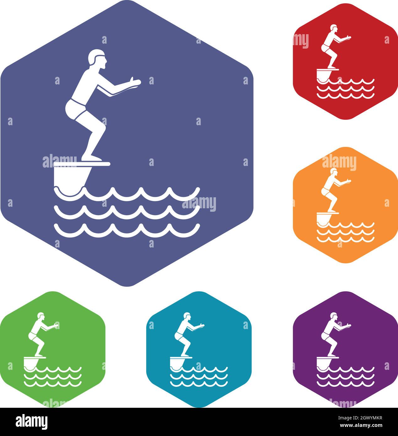 Man standing on springboard icons set Stock Vector Image & Art - Alamy