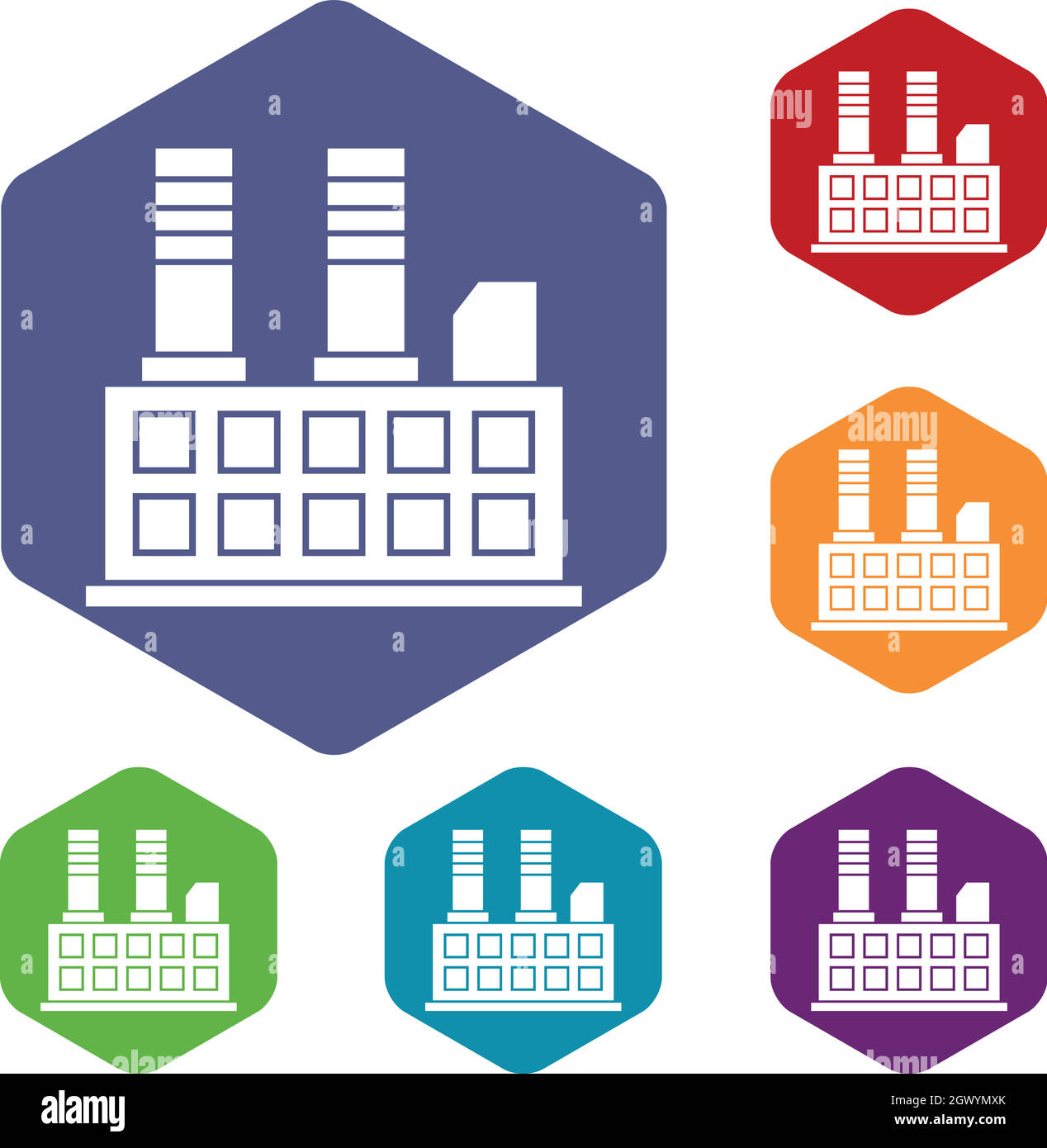 Factory building icons set Stock Vector Image & Art - Alamy