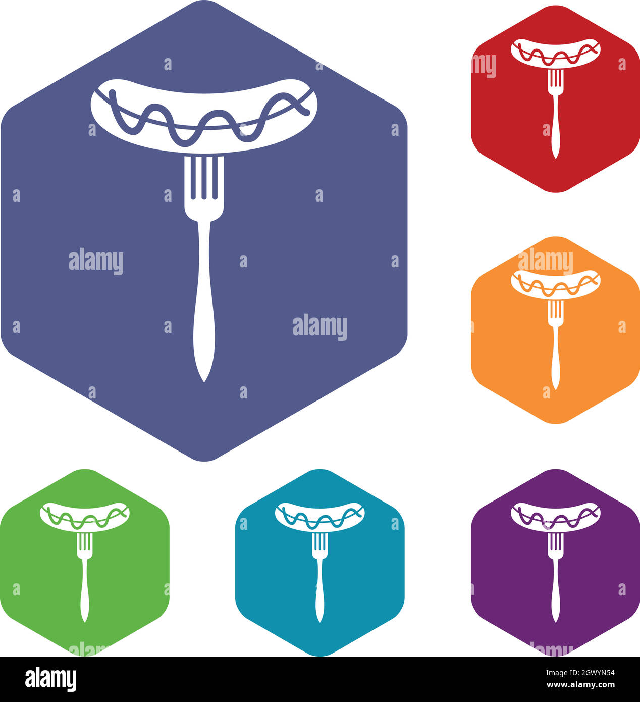 Cooking sausage on fork Stock Vector Images - Alamy