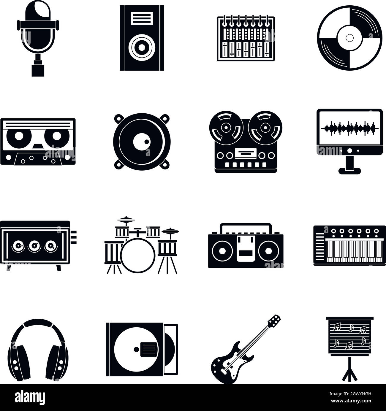 Recording studio items icons set, simple style Stock Vector Image & Art ...