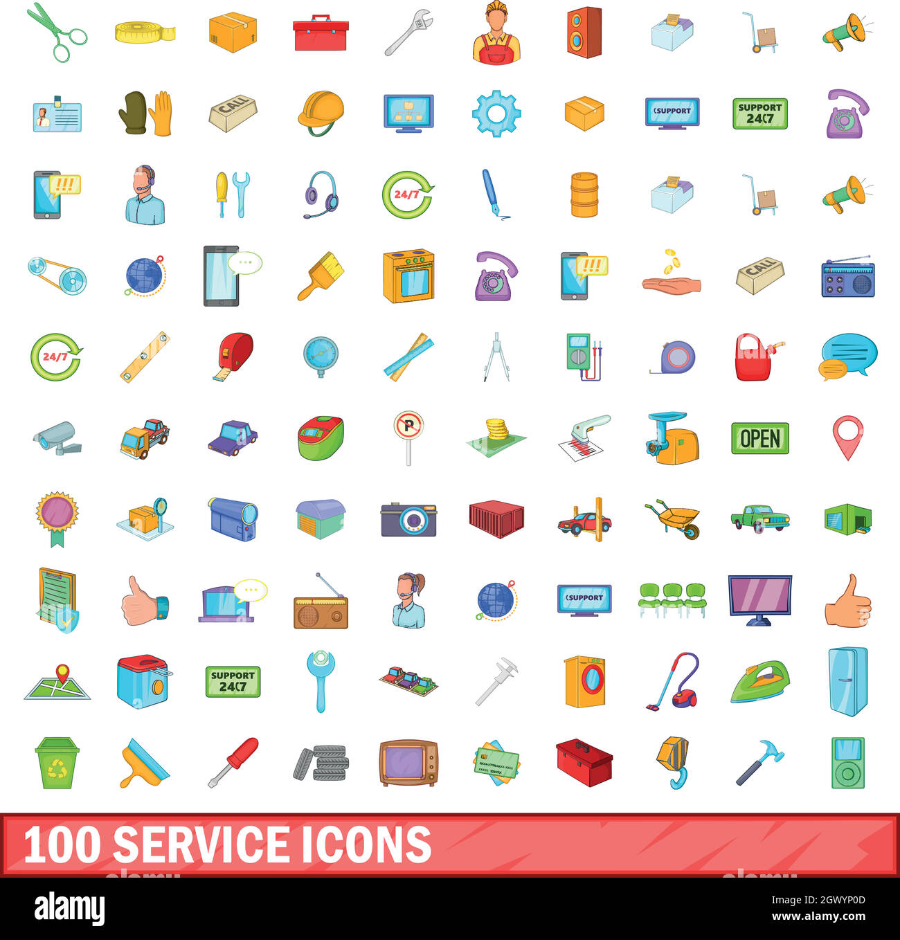 100 service icons set, cartoon style Stock Vector Image & Art - Alamy