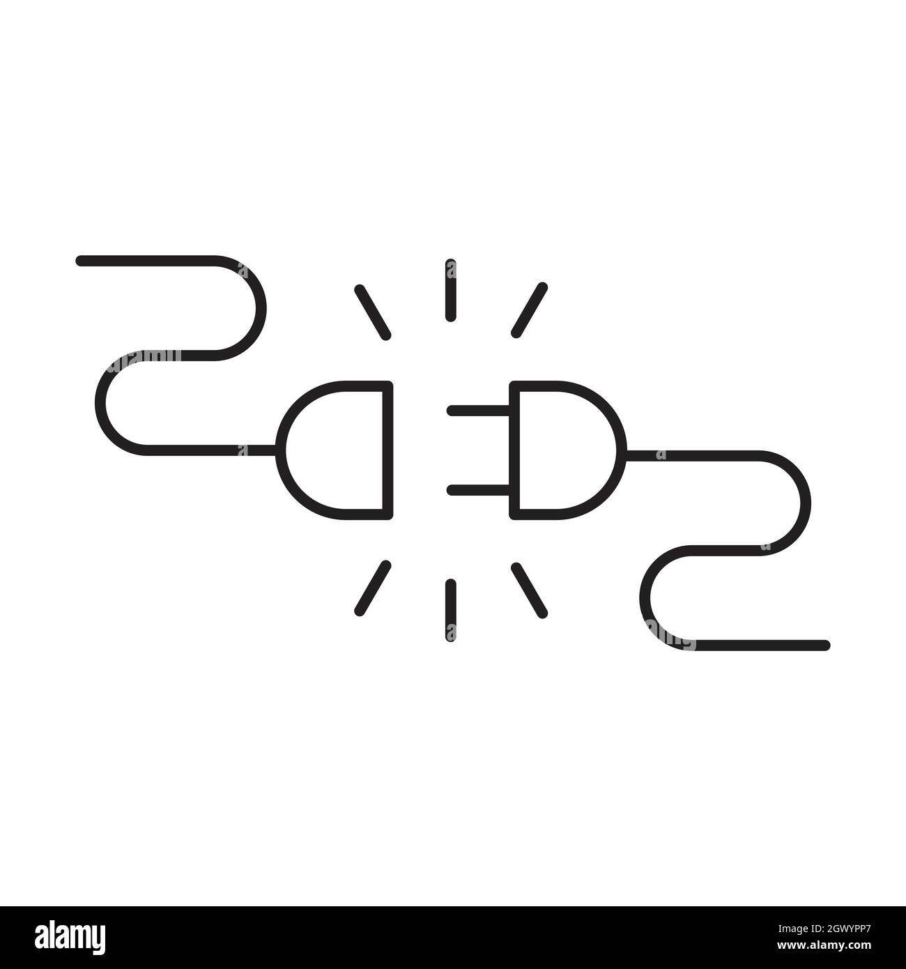 Connect outline icon vector power and plug connection sign for your ...