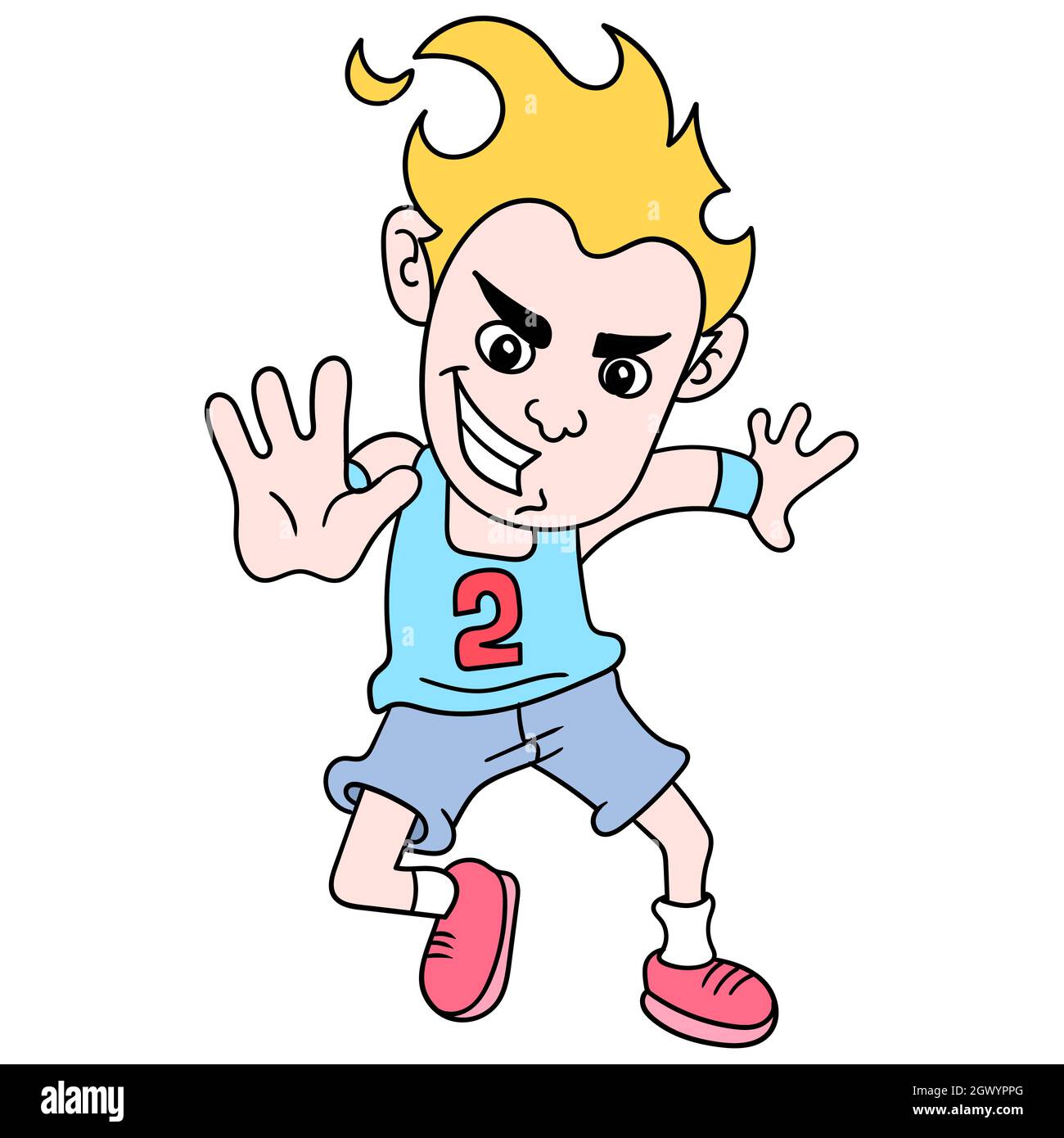 the boy basketball player is in a defensive pose Stock Vector Image ...