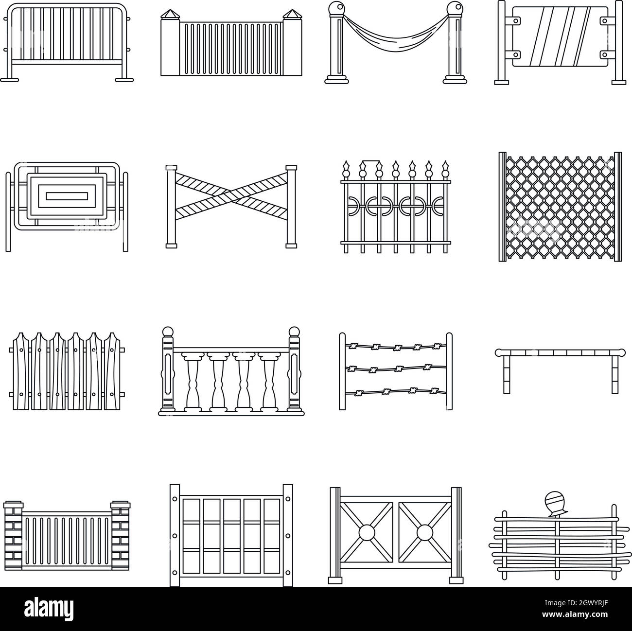 Set outline lock icons Cut Out Stock Images & Pictures - Alamy