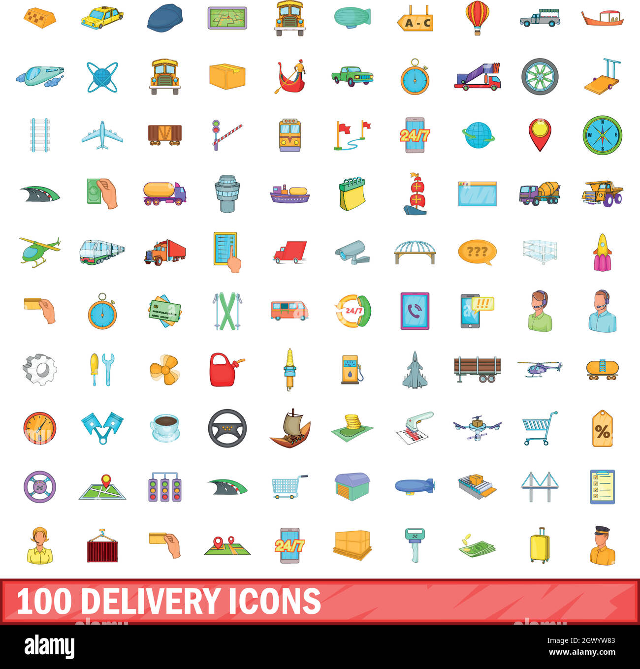 100 delivery icons set, cartoon style Stock Vector Image & Art - Alamy