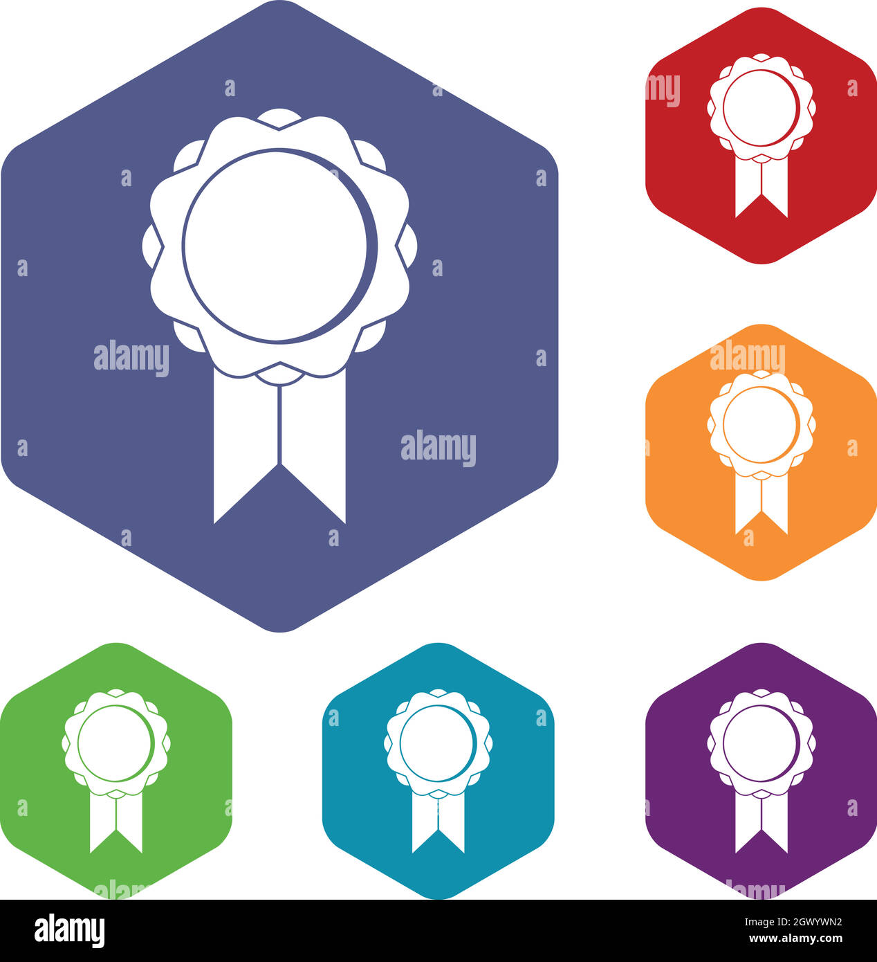 Rosette with ribbon icons set Stock Vector Image & Art - Alamy