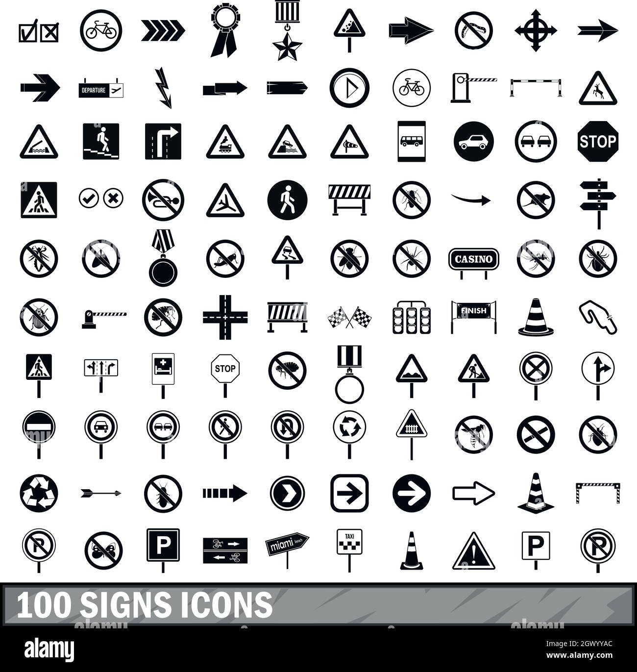 100 road signs icons set in simple style Stock Vector Image & Art - Alamy