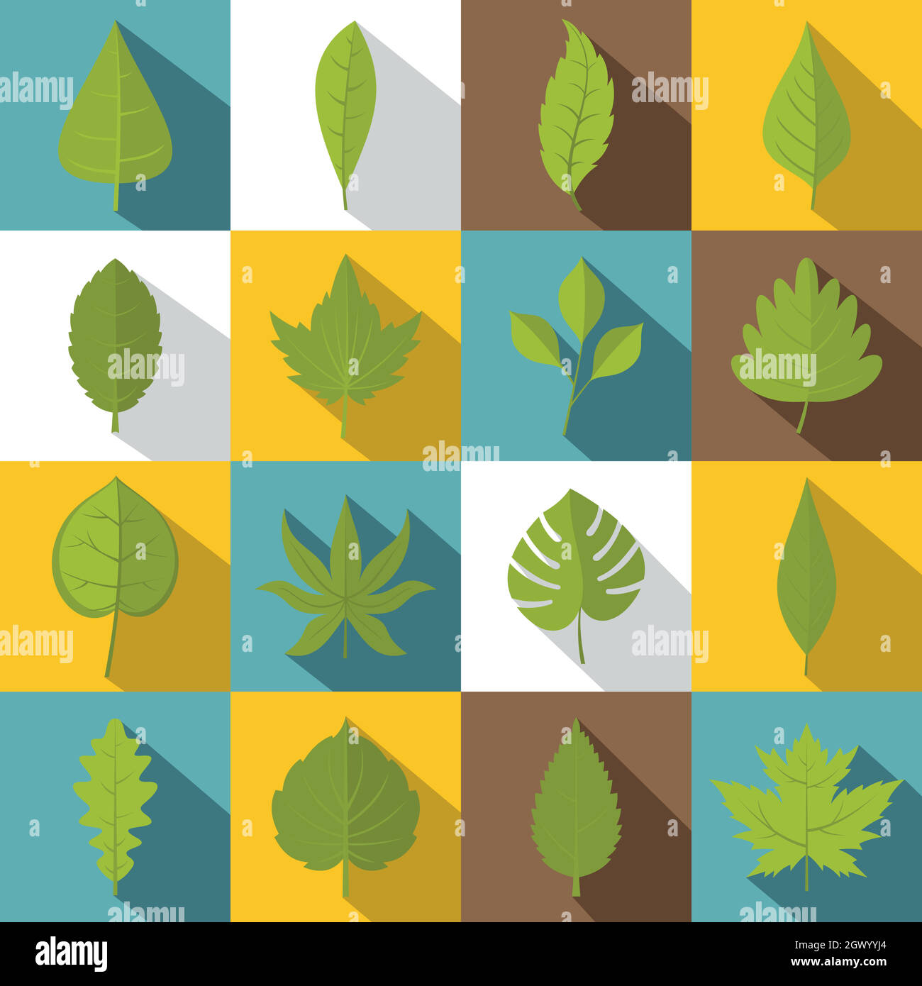 Plant leafs icons set, flat style Stock Vector Image & Art - Alamy