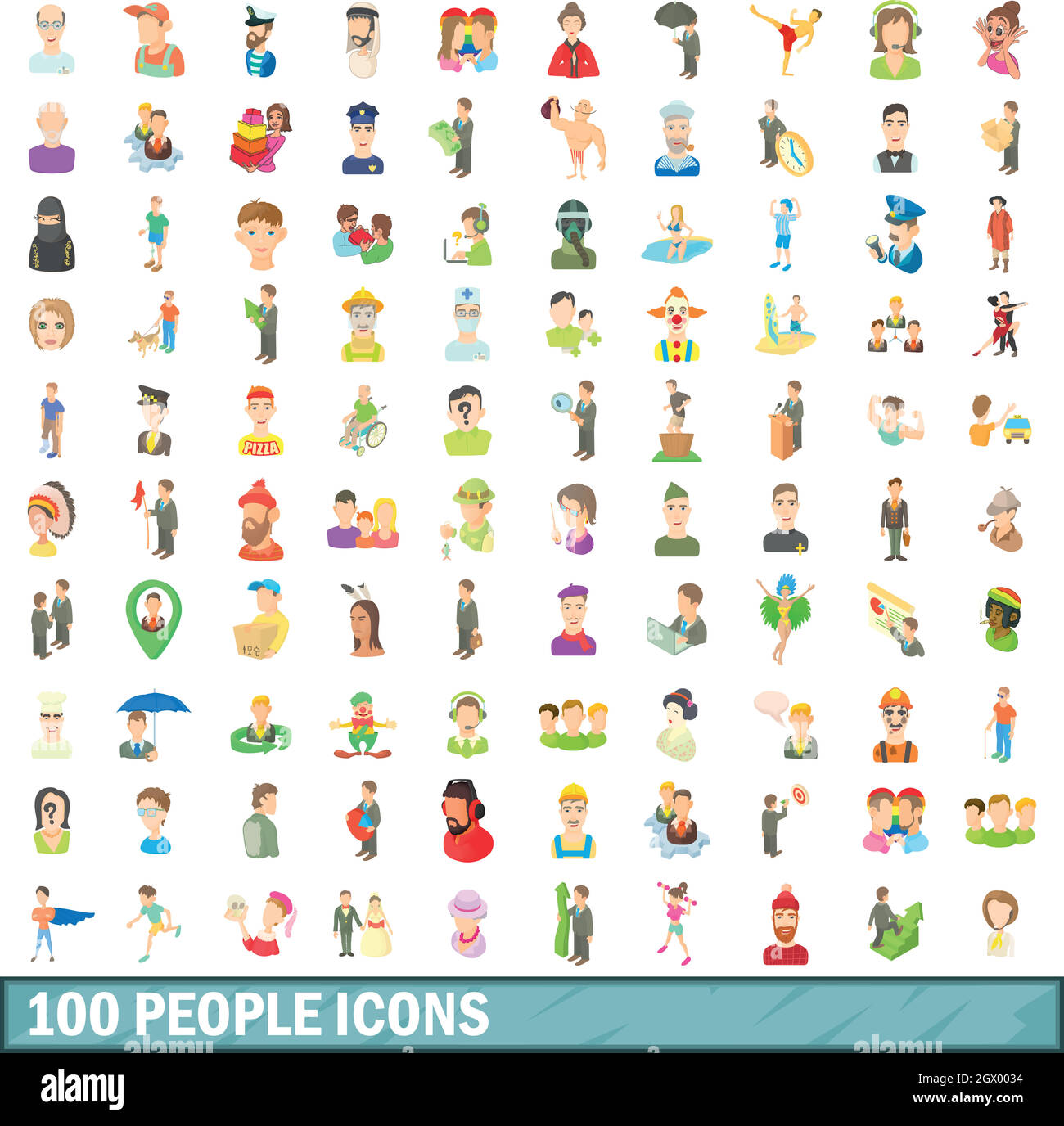100 people icons set, cartoon style Stock Vector Image & Art - Alamy