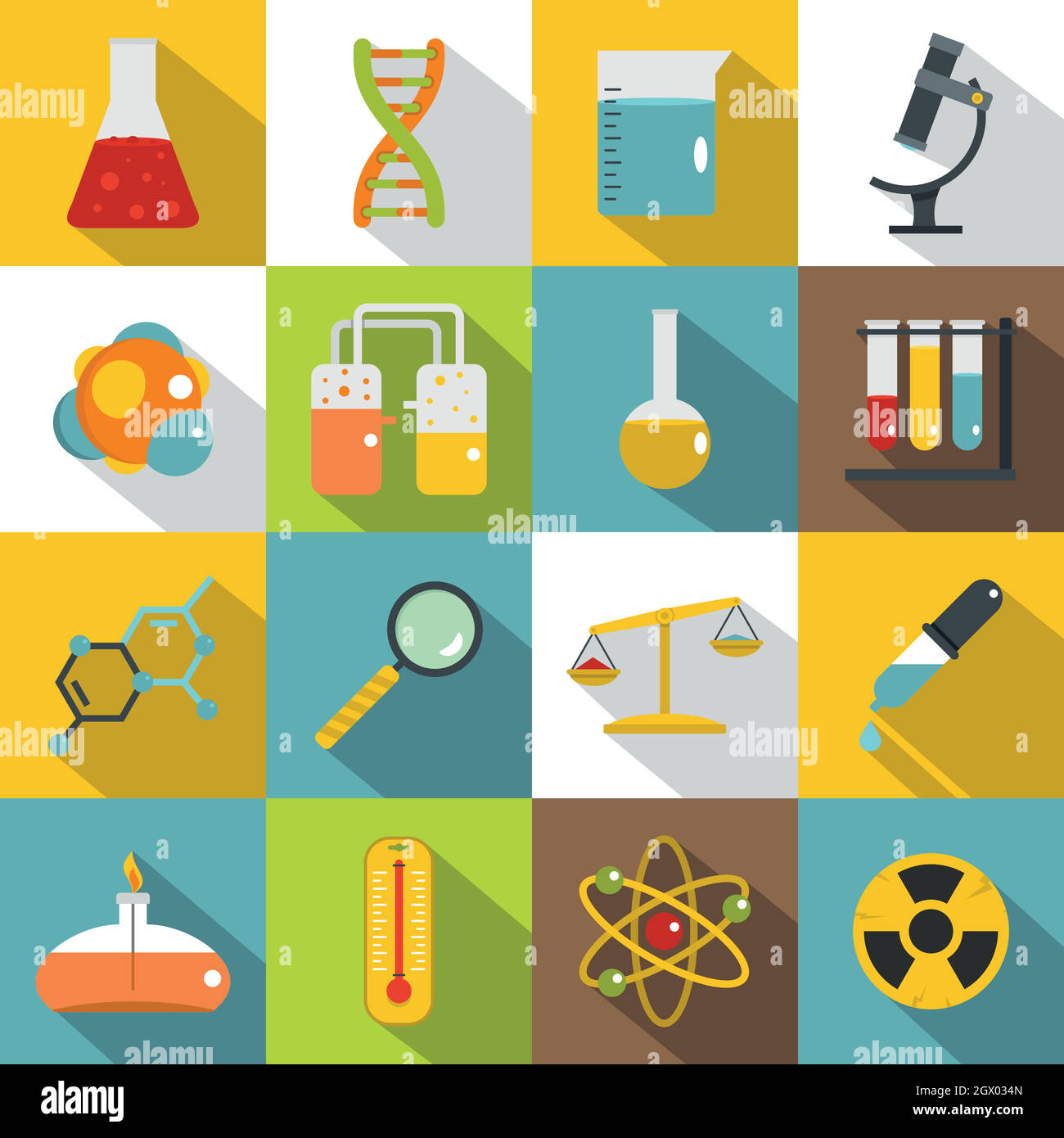 Chemical laboratory icons set, flat style Stock Vector Image & Art - Alamy
