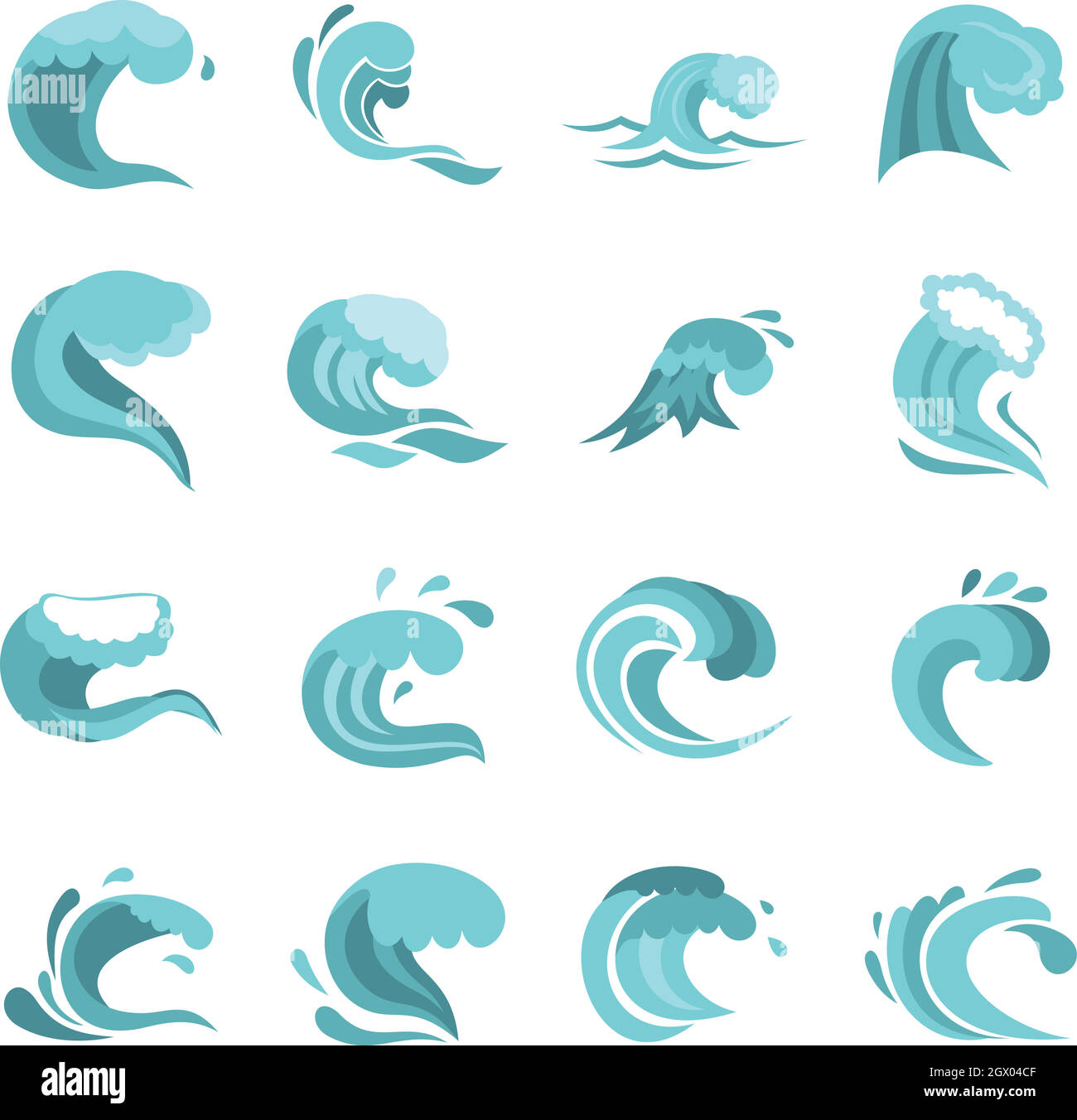 Sea waves set flat icons Stock Vector Image & Art - Alamy