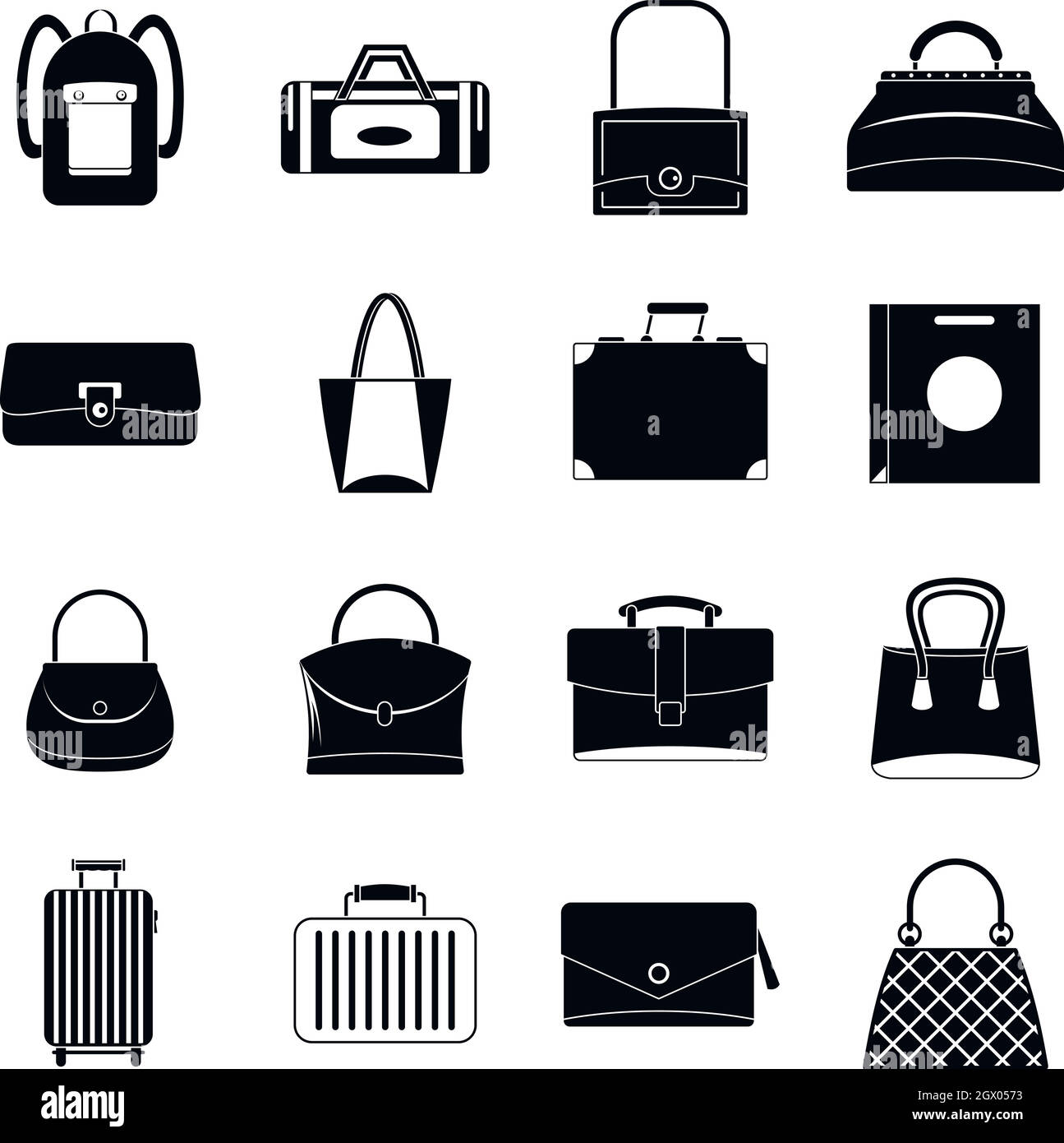 Bag baggage suitcase icons set, simple style Stock Vector Image & Art ...