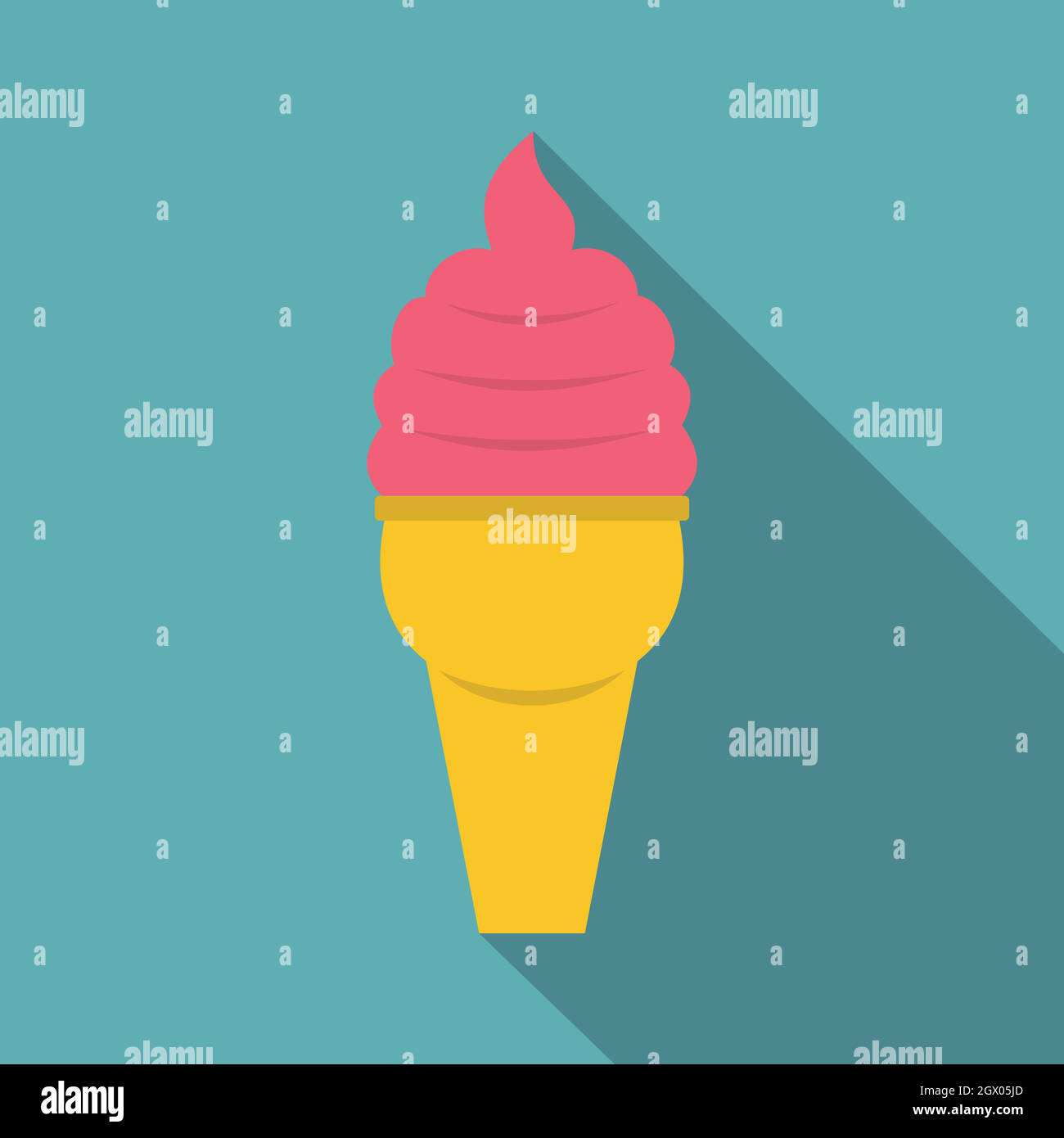 Strawberry Ice Cream In Waffle Cone Icon Stock Vector Image And Art Alamy
