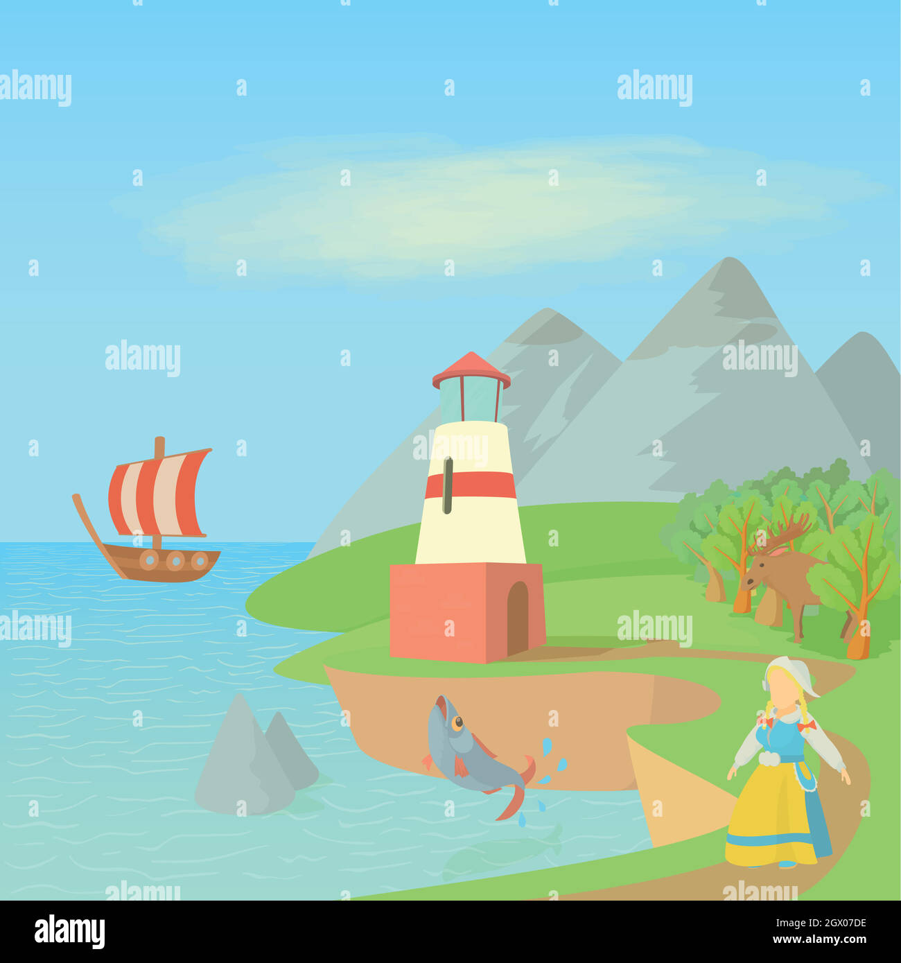Sweden travel concept symbols, cartoon style Stock Vector Image & Art ...