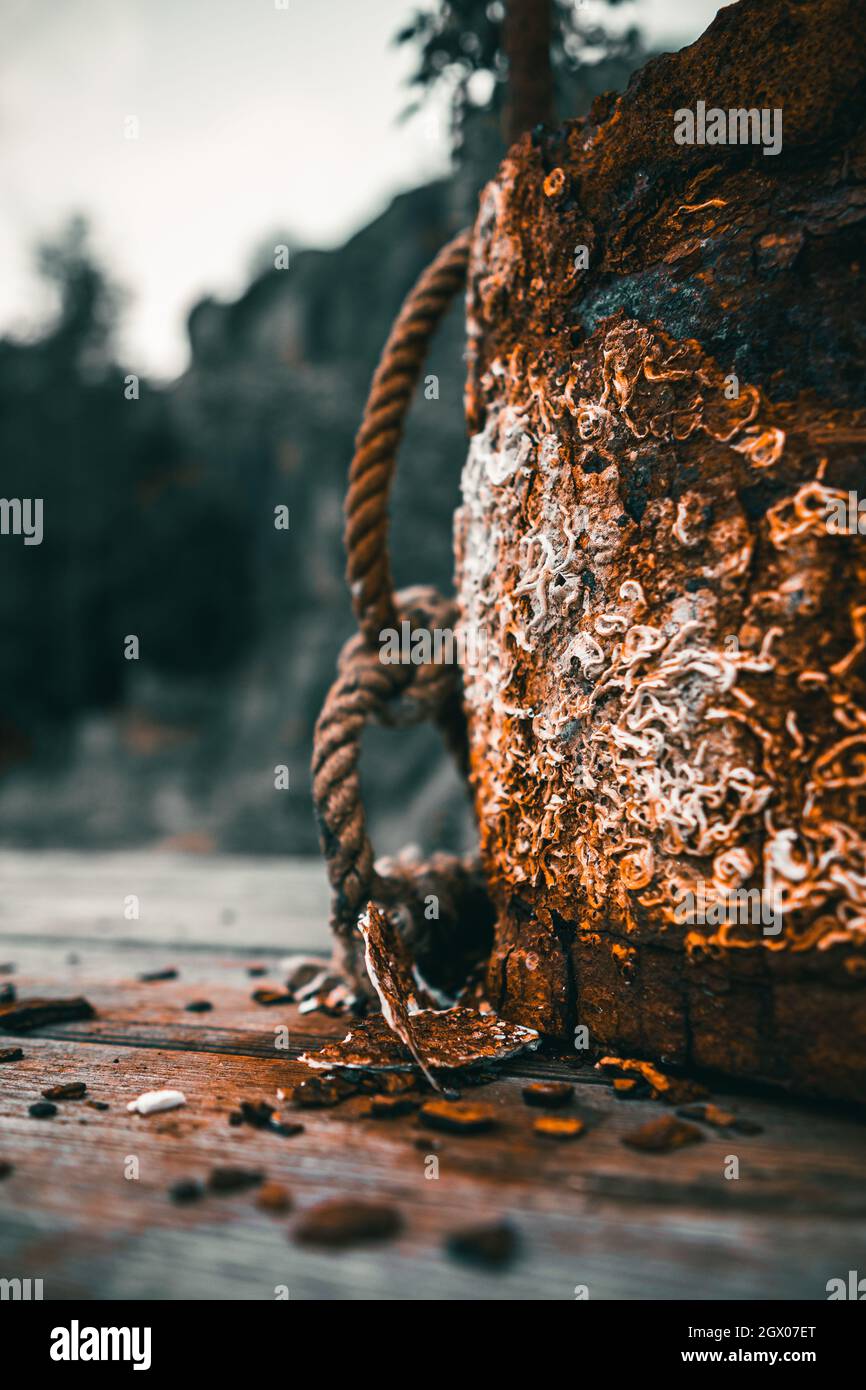 Old and rustic dock bollard against a blurred background Stock Photo ...