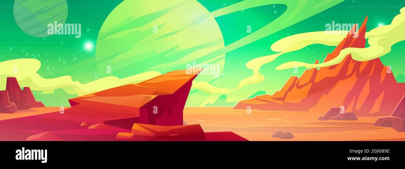 Mars landscape, alien planet background, red desert surface with ...