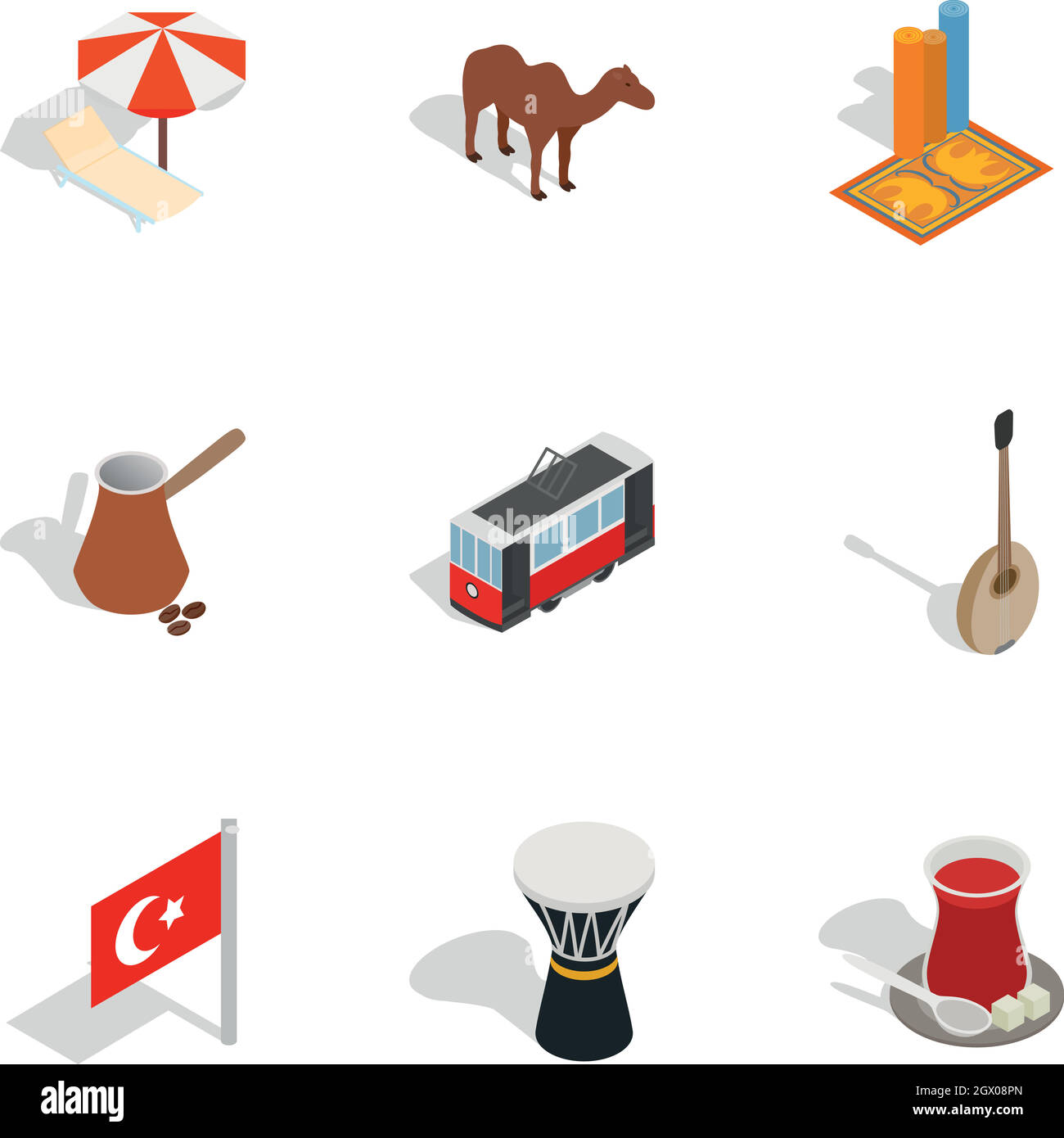 Turkish cultural icons set, isometric 3d style Stock Vector Image & Art ...