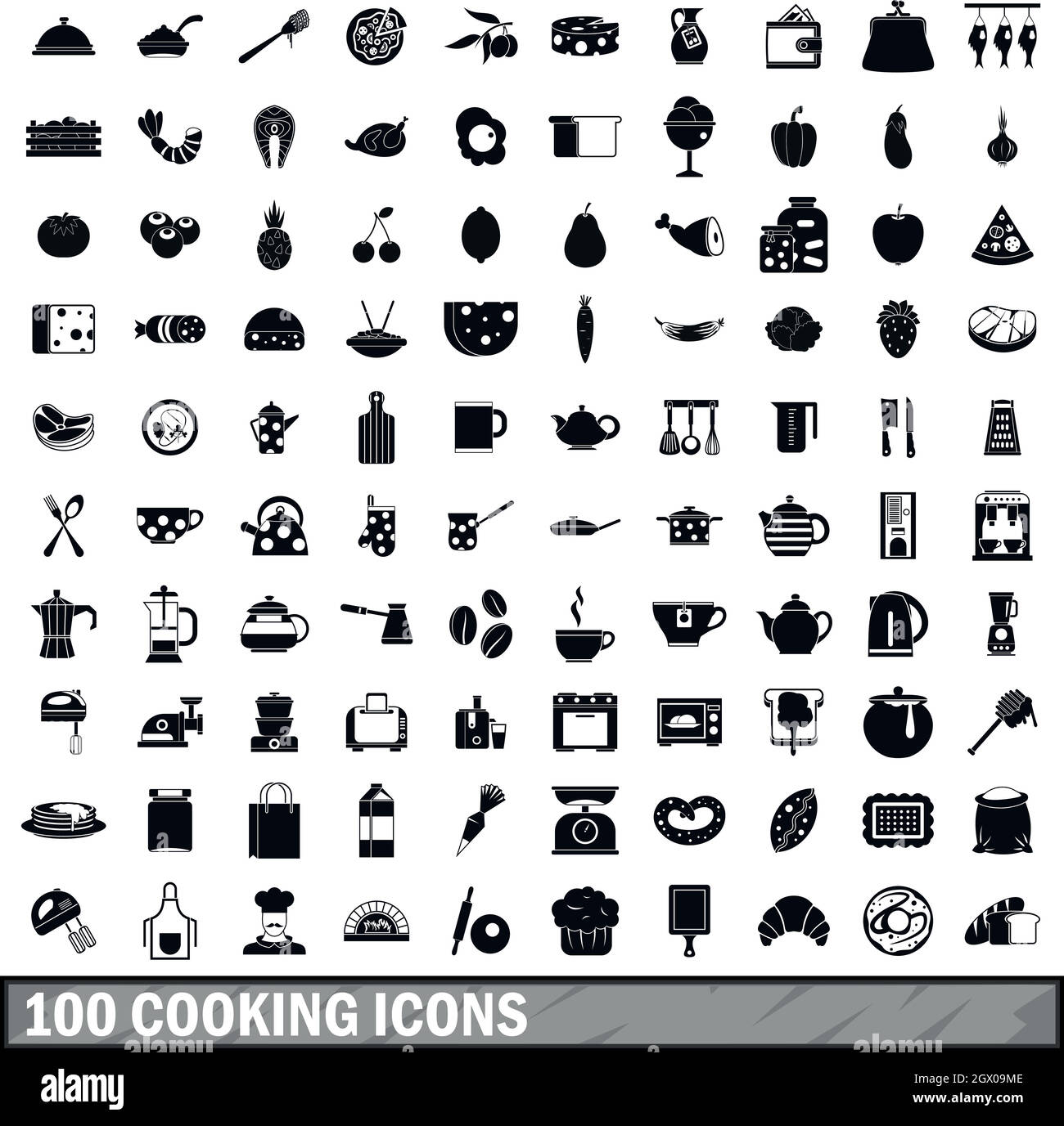 100 cooking icons set in simple style Stock Vector Image & Art - Alamy