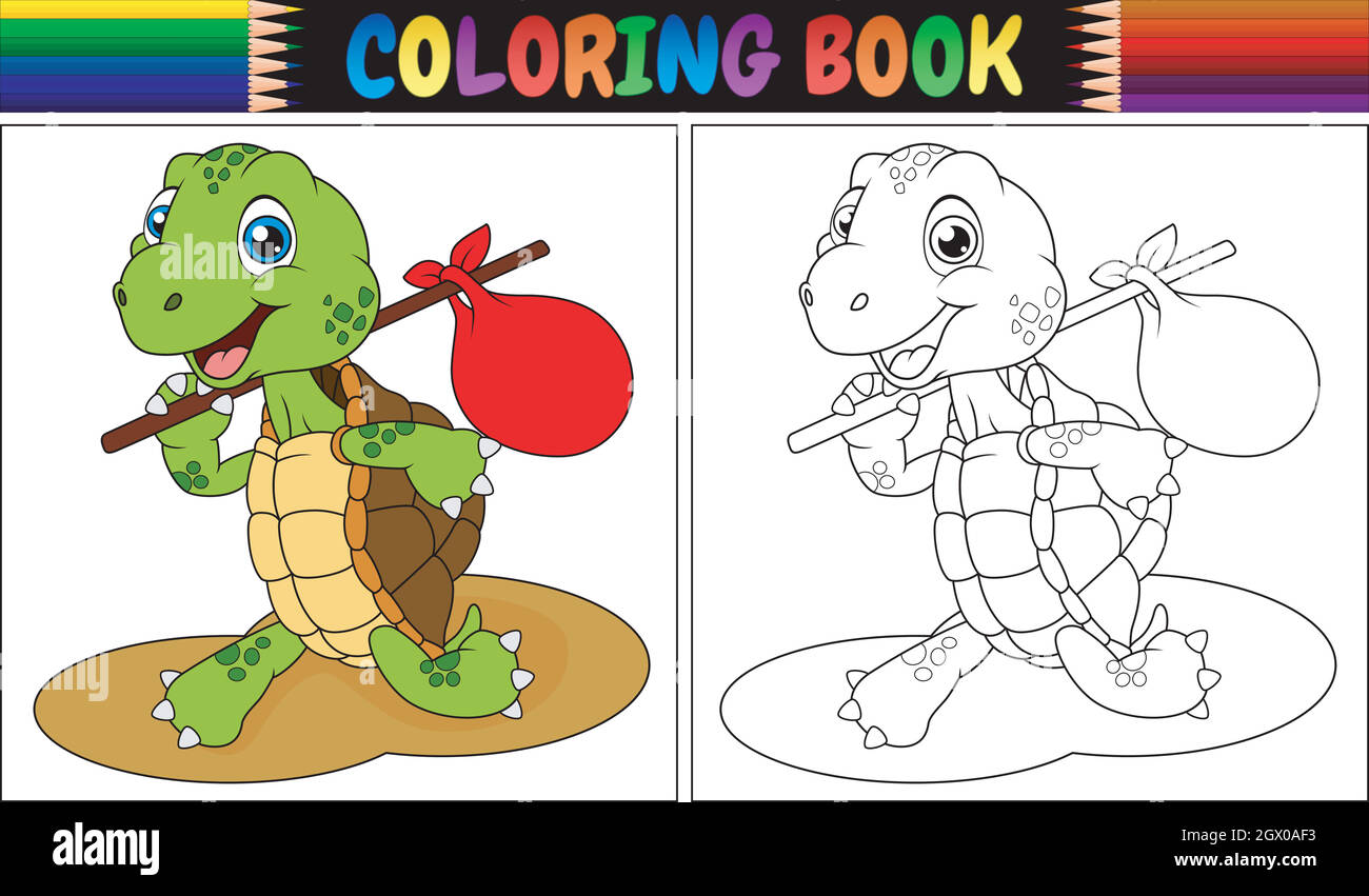 Coloring book with turtle cartoon Stock Vector Image & Art - Alamy