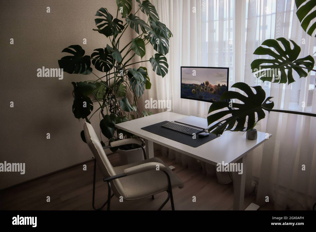 Work place at home. Minimalism style and modern interior inside with ...