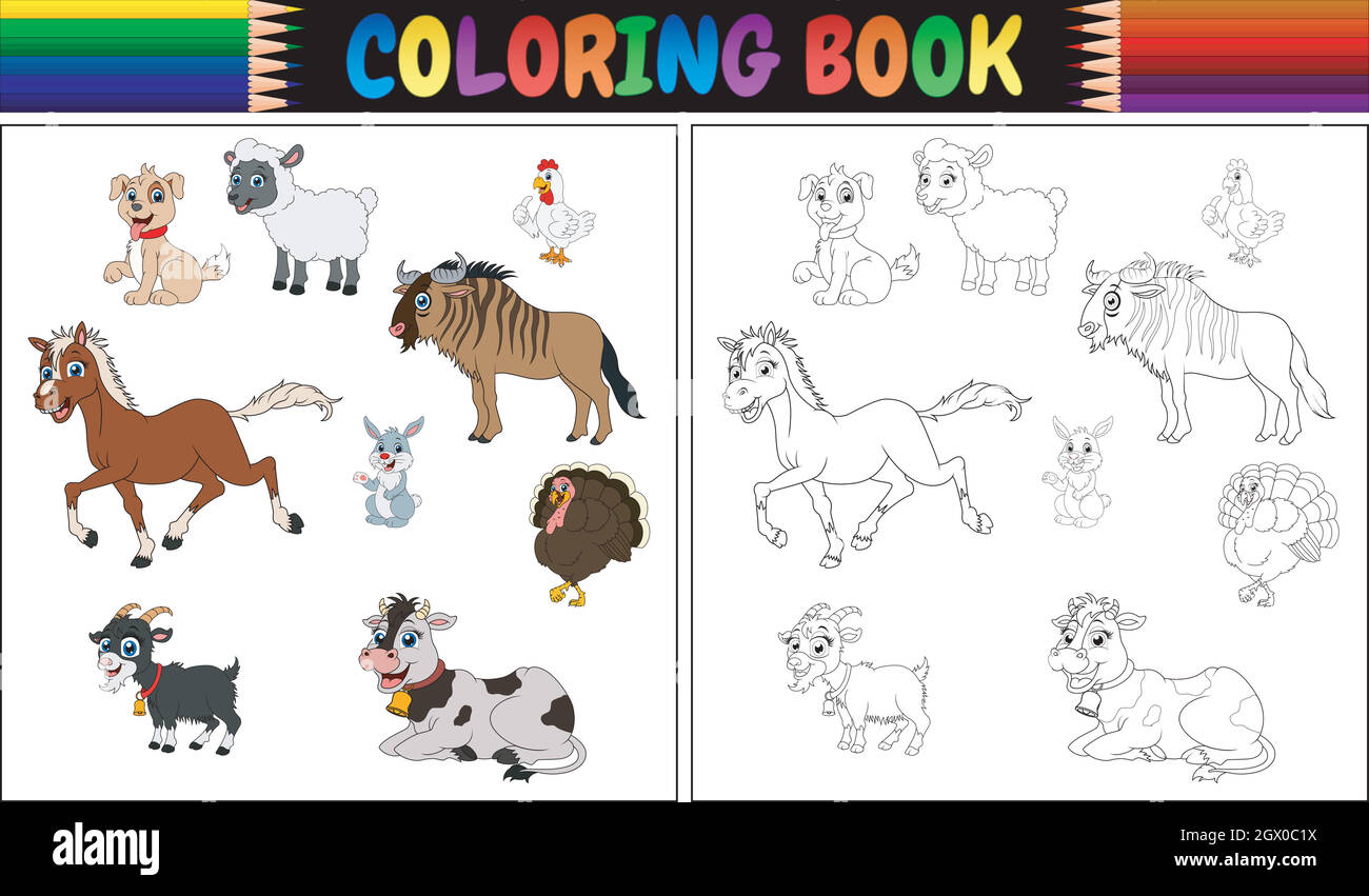 Coloring book farm animals collection Stock Vector Image & Art - Alamy