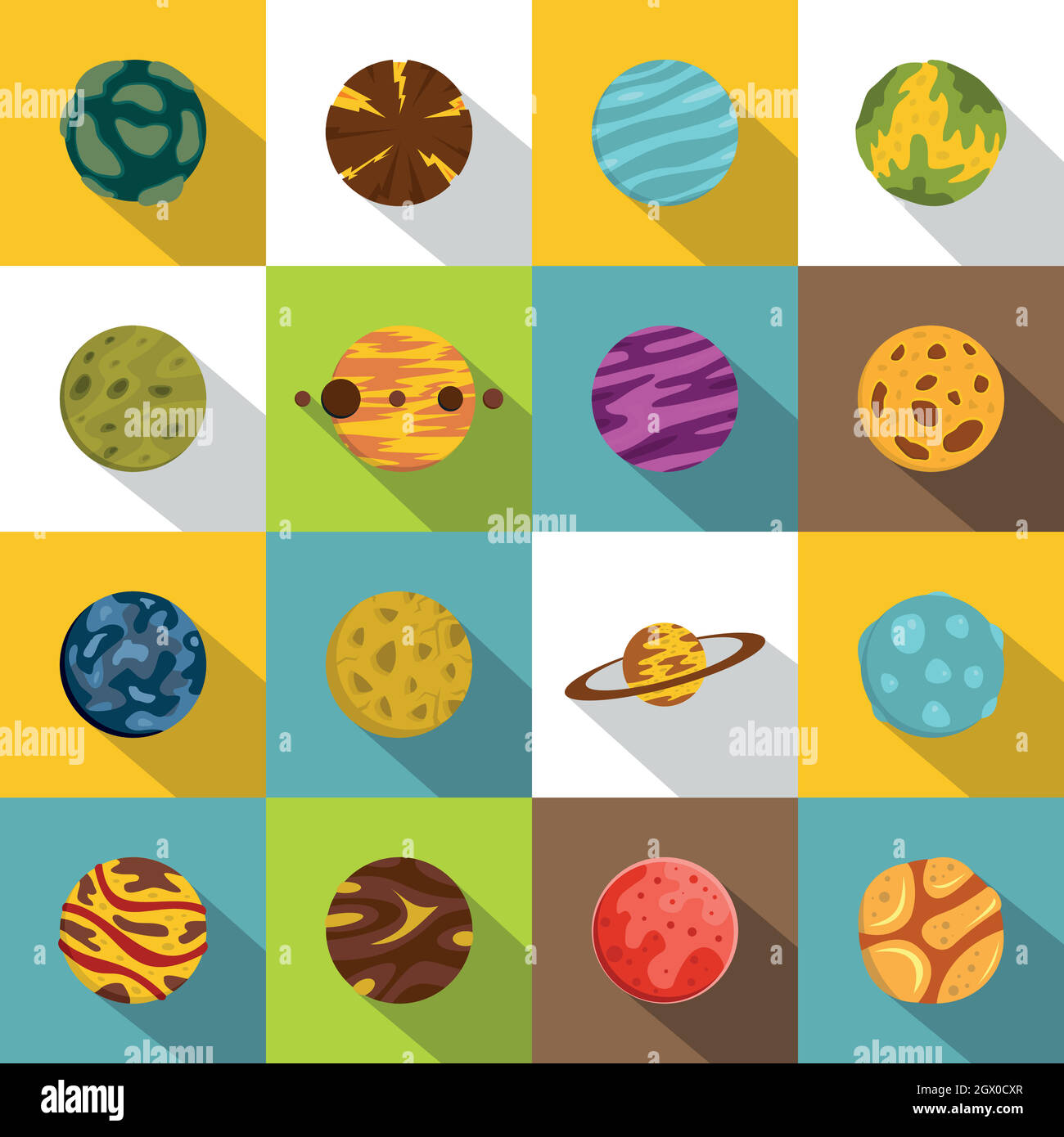 Fantastic planets icons set, flat style Stock Vector Image & Art - Alamy