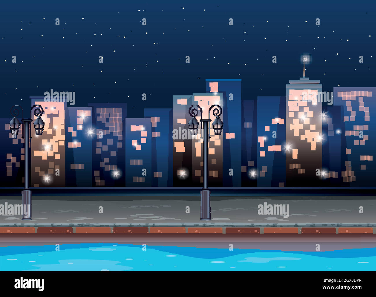 Scene with buildings at night Stock Vector Image & Art - Alamy