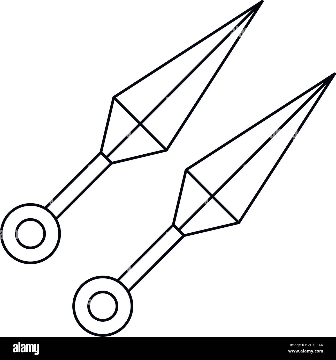 Kunai ninja throwing daggers icon, outline style Stock Vector Image ...